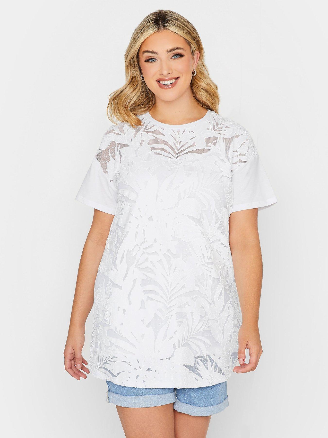 Yours Curve Mesh Panel Front Panel Top - White | littlewoods.com