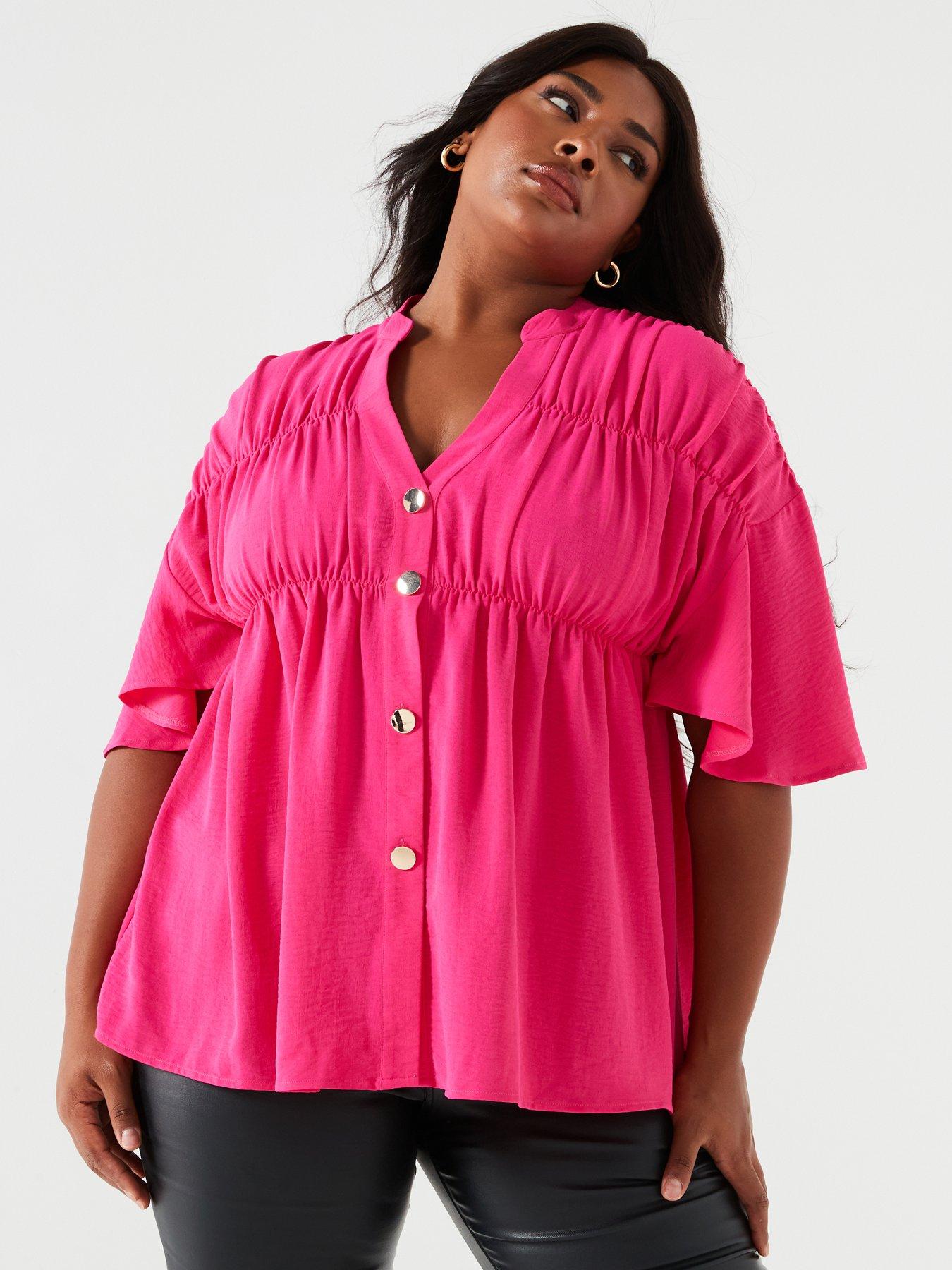 AX PARIS CURVE Pink smock blouse | littlewoods.com