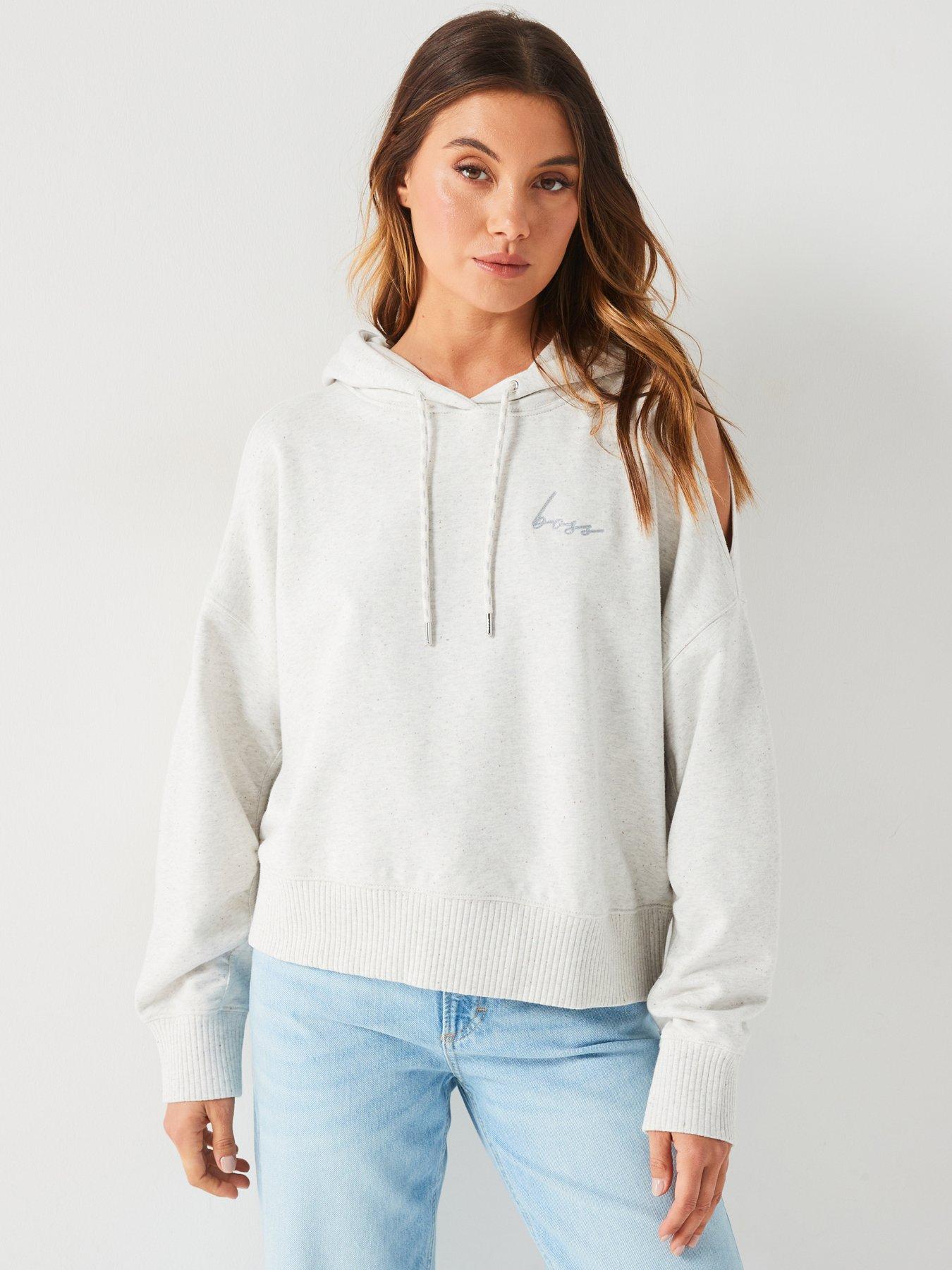 BOSS Elilo Script Logo Hoodie - White | Littlewoods