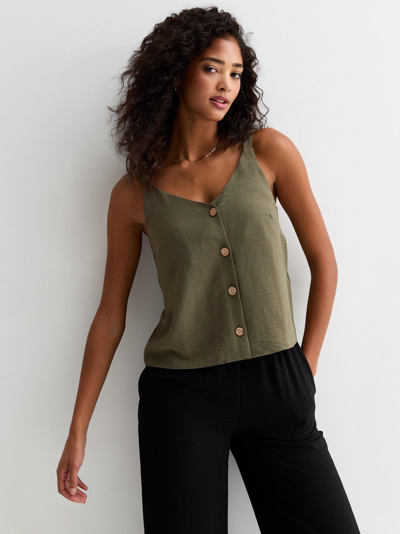 New Look Khaki Button-through Cami Top | littlewoods.com