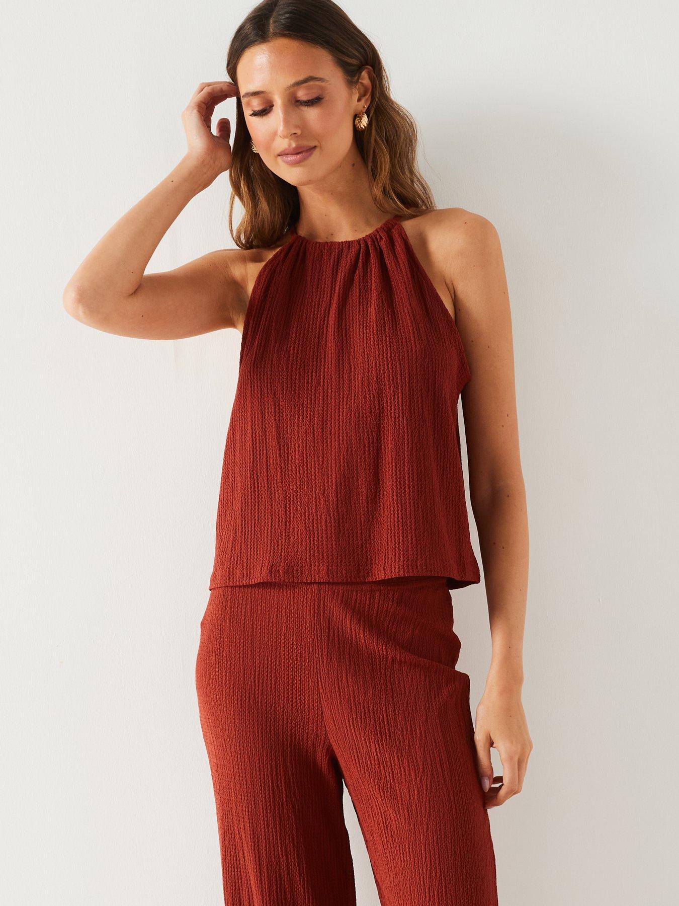 Mango Rust Ruched-texture Top | littlewoods.com