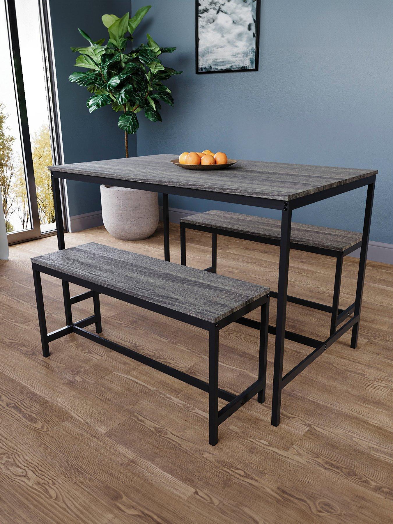 Vida Designs Roslyn 4 Seater Dining Table With Bench Set | Littlewoods