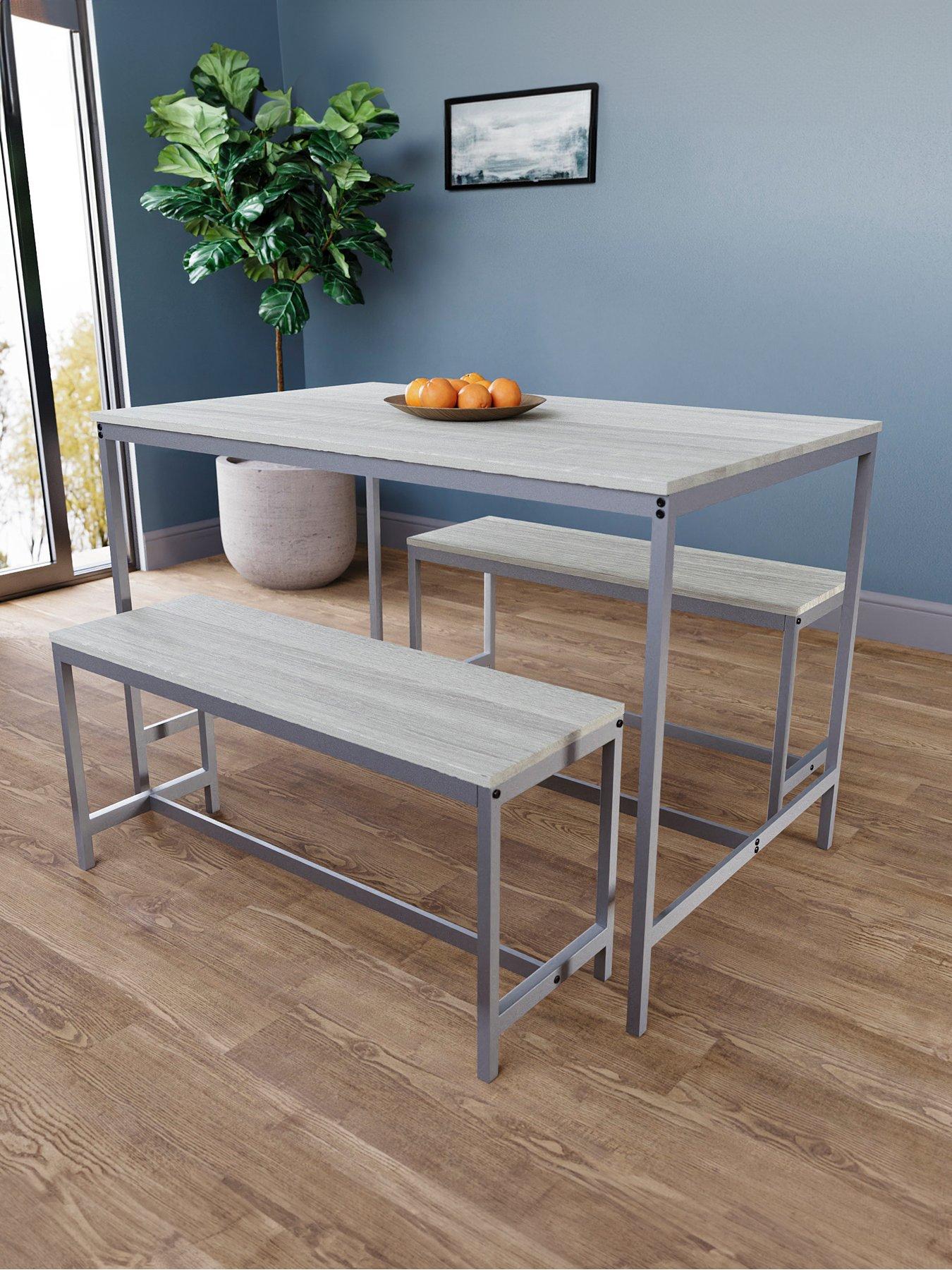 Vida Designs Roslyn 4 Seater Dining Table With Bench Set | Littlewoods