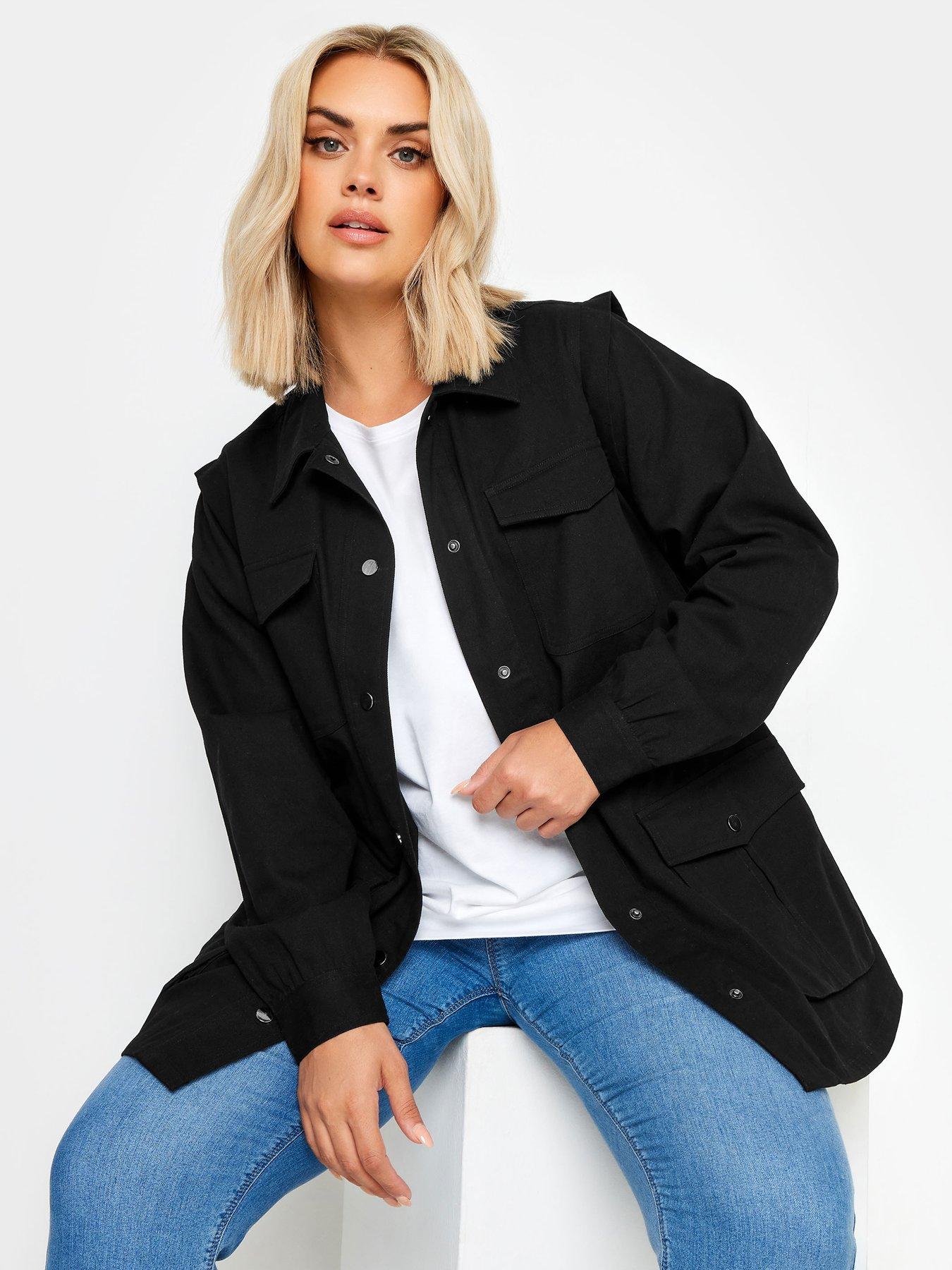 Yours Curve Carpenter Twill Jacket Black | littlewoods.com