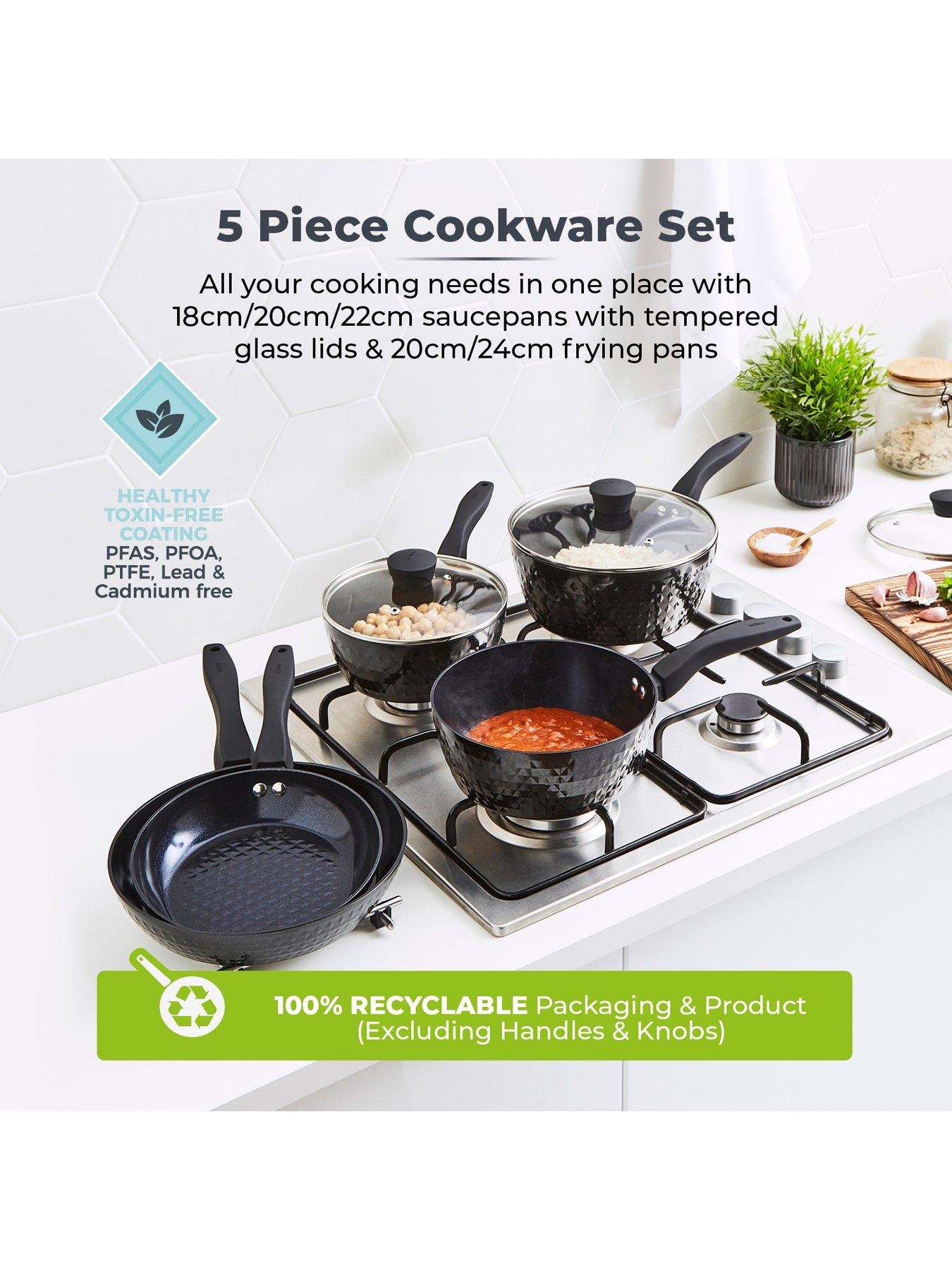 Tower Diamo 5-Piece Pan Set | Littlewoods