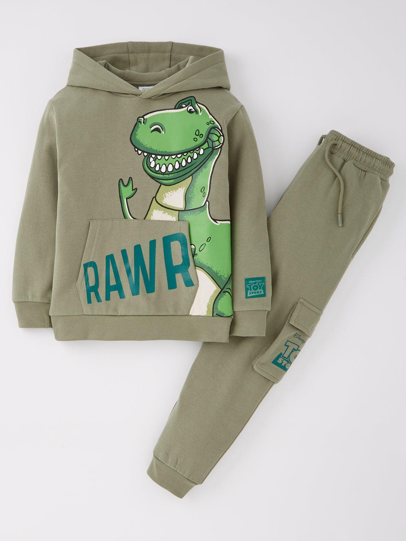 Disney Toy Story Rex 2 Piece Spike Detail Hoodie And Jogger Set - Green ...
