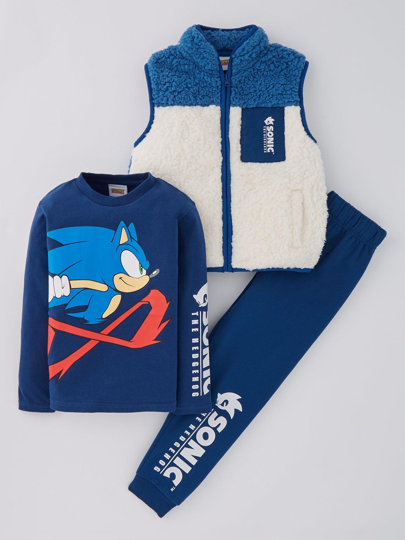 Sonic the Hedgehog 3 Piece Gilet, Long Sleeve Top And Legging Set ...