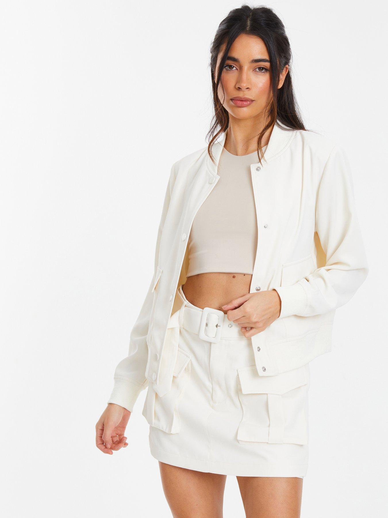 Quiz Cream Woven Bomber Jacket | littlewoods.com