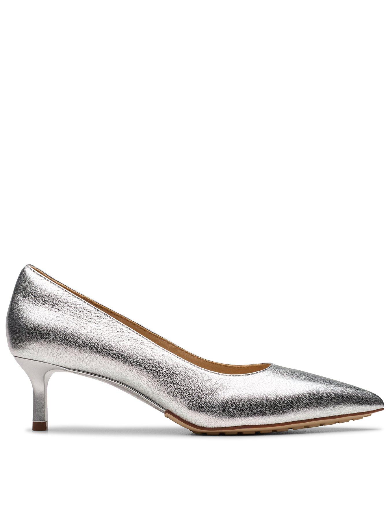 Clarks Adela Court Heel - Silver | littlewoods.com