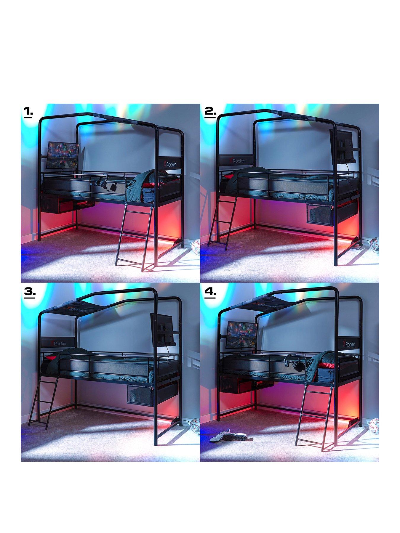 X Rocker Contra Mid-sleeper Reversible Gaming Bunk Bed | Littlewoods