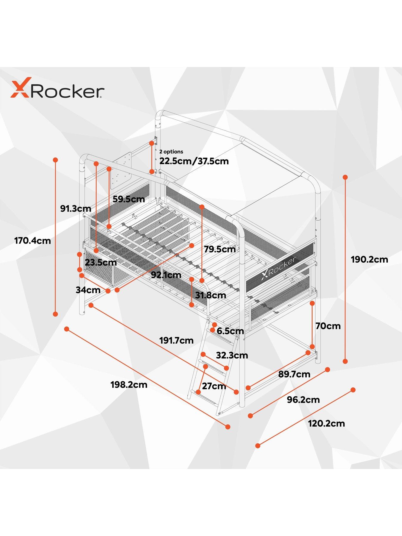 X Rocker Contra Mid-sleeper Reversible Gaming Bunk Bed | Littlewoods
