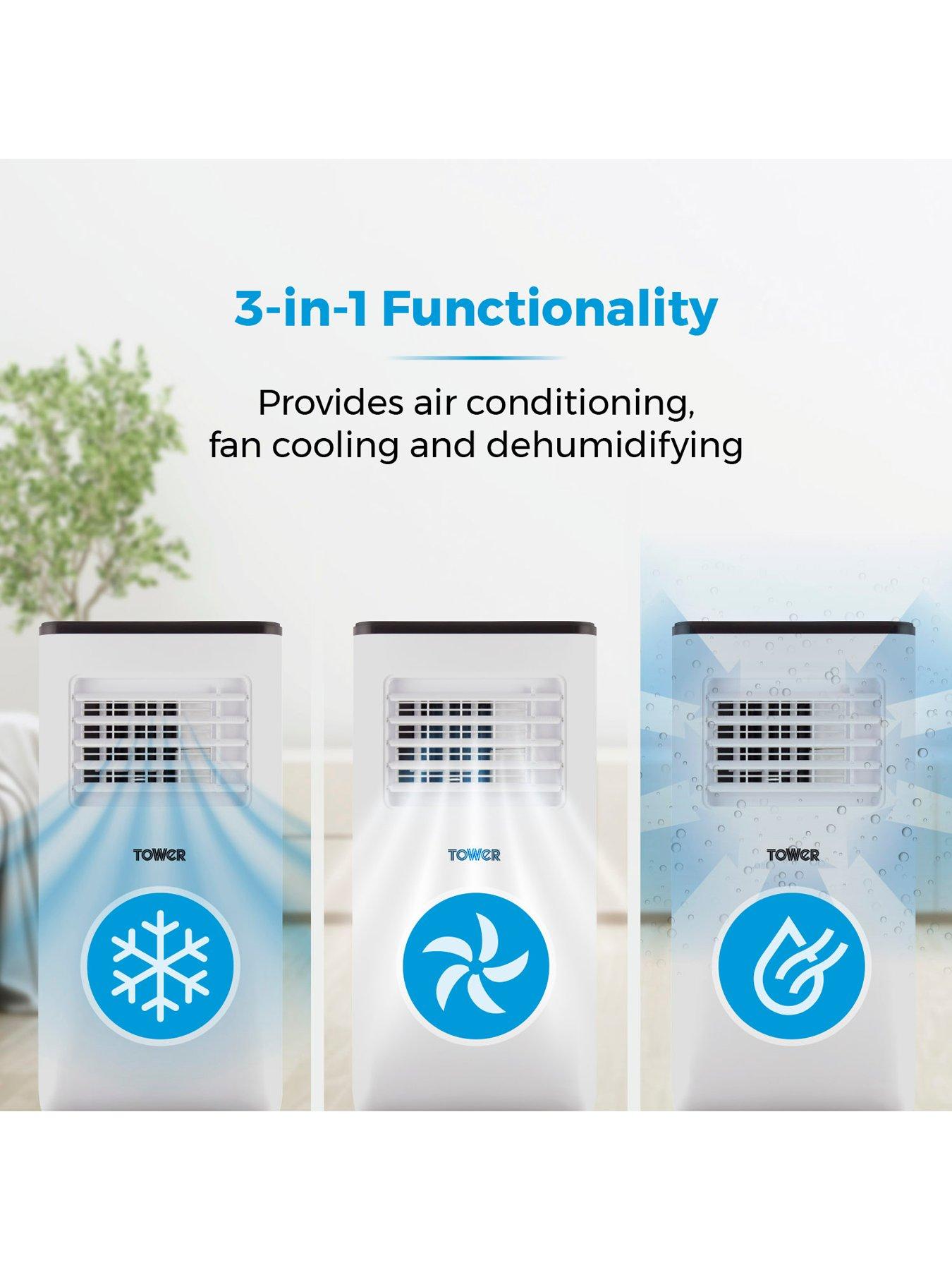 Tower T668013 3-in-1 Portable 5000 BTU Air Conditioner, Dehumidifier ...