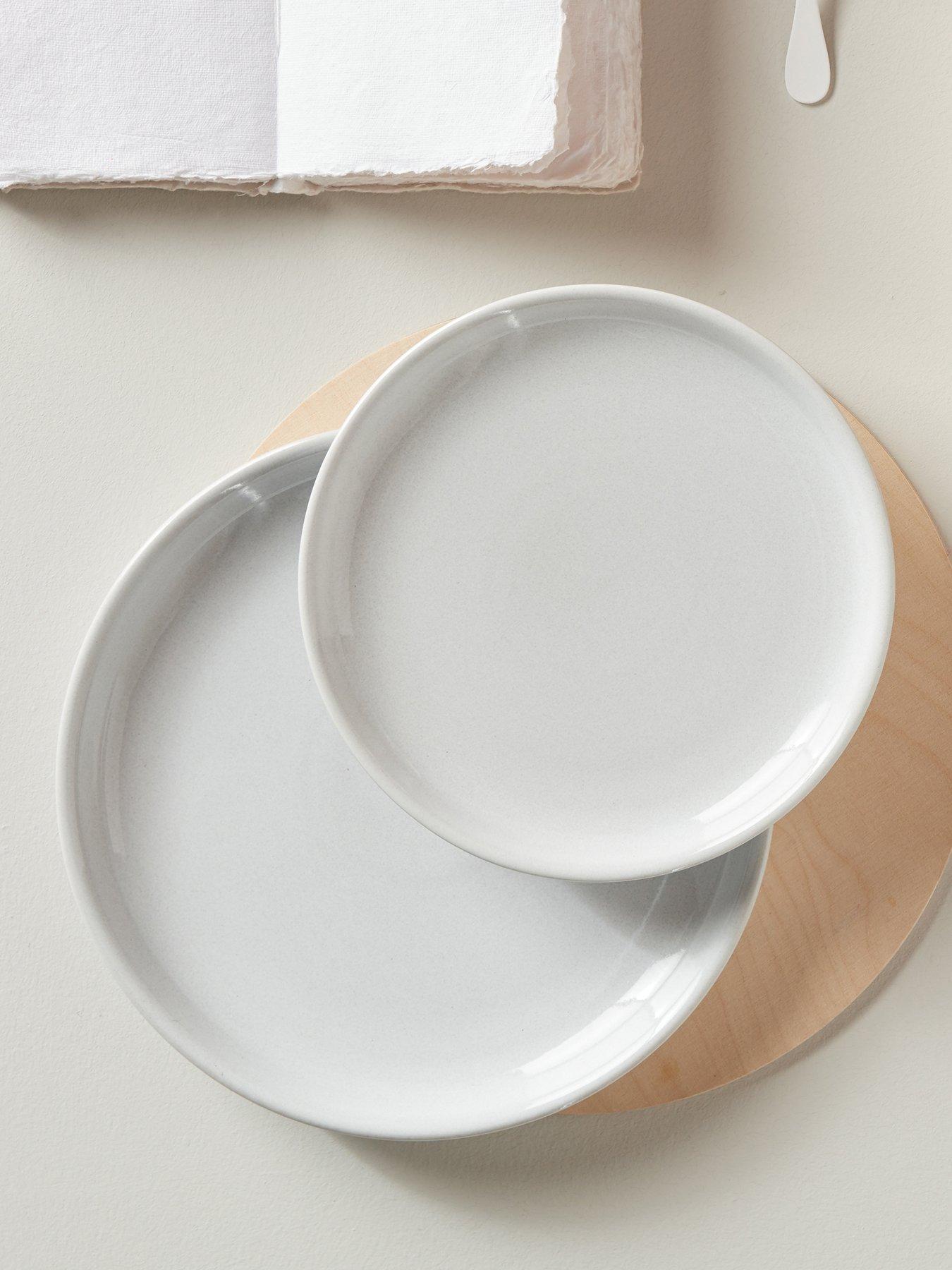 Denby Elements Set of 4 Coupe Dinner Plates in Stone White | Littlewoods