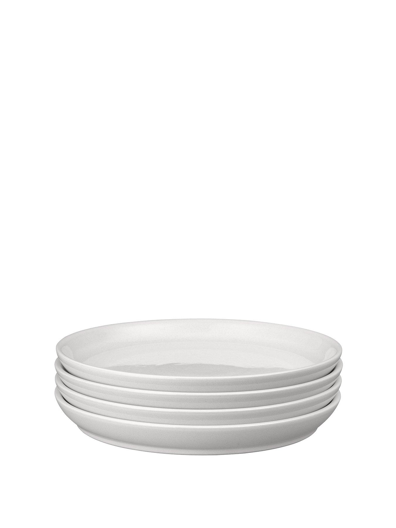 Denby Elements Set of 4 Coupe Dinner Plates in Stone White | Littlewoods