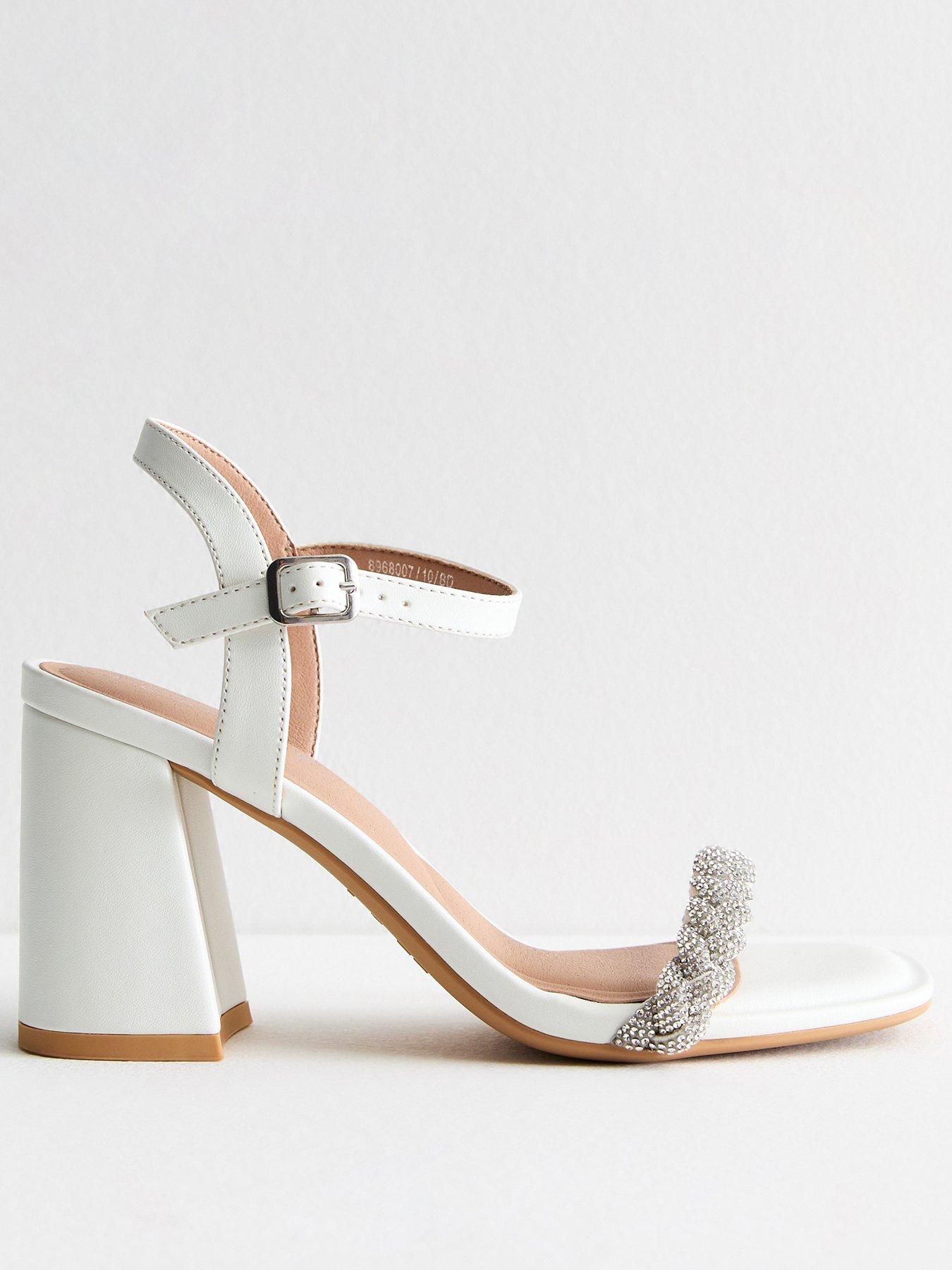 New Look White Diamant????-embellished Block-heel Sandals | littlewoods.com