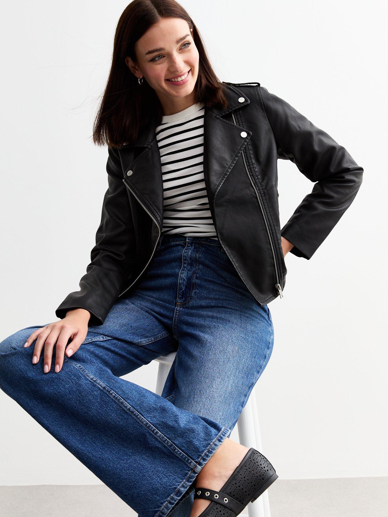 New Look Leather-Look Biker Jacket - Black | Littlewoods