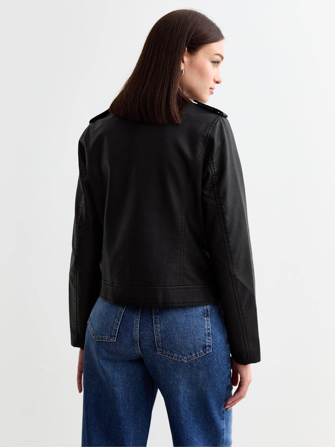 New Look Leather-Look Biker Jacket - Black | Littlewoods