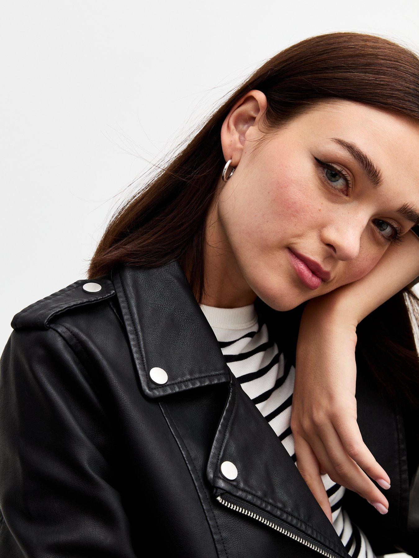 New Look Leather-Look Biker Jacket - Black | Littlewoods