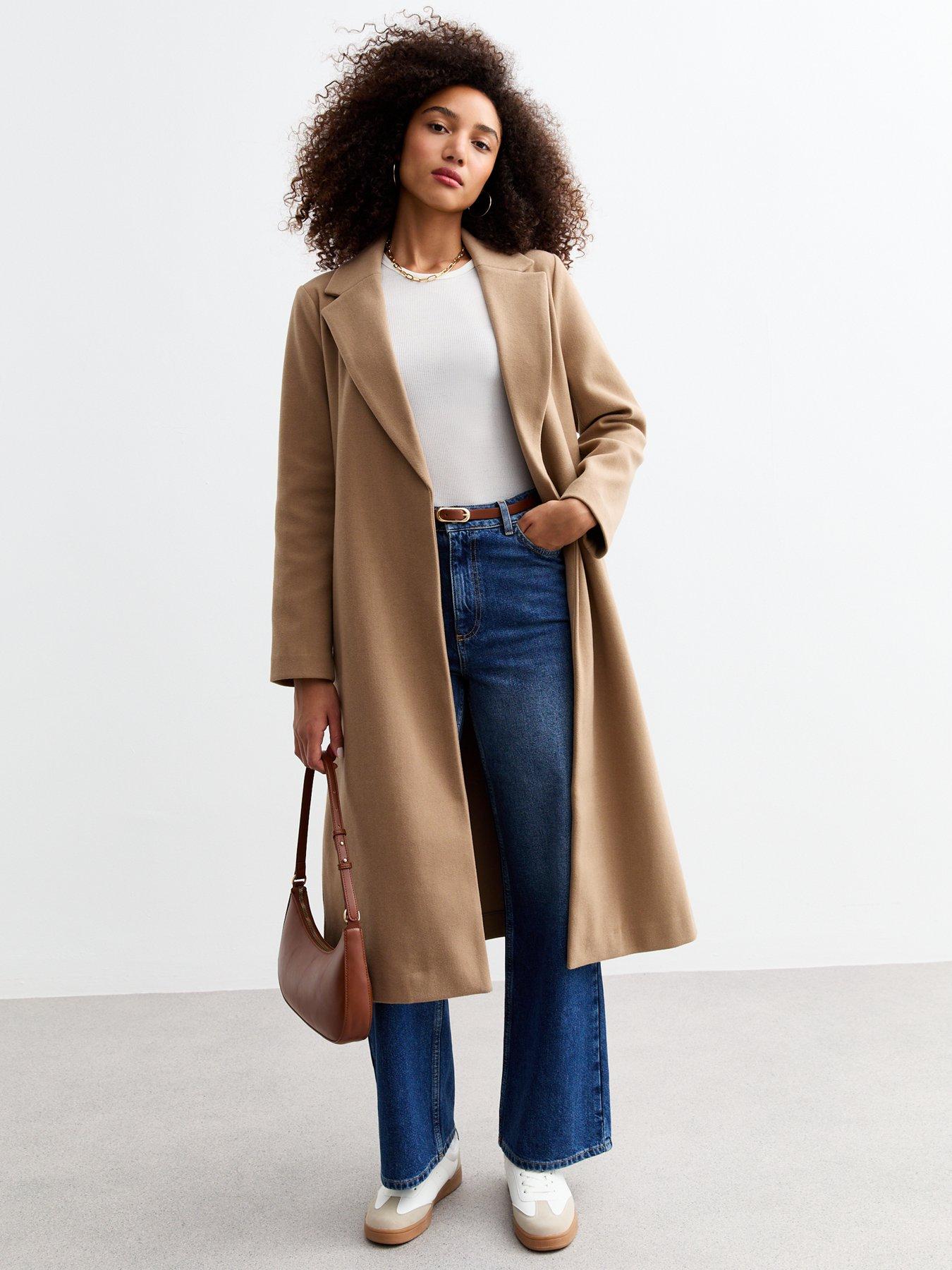 New Look Camel Tailored Unlined Longline Belted Coat - Brown | Littlewoods
