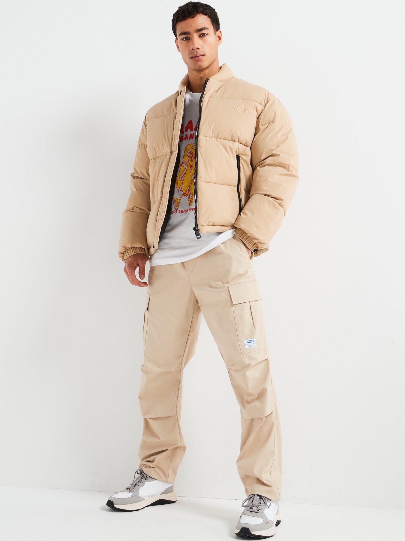 HUGO Blue Braden2441 Smiley Quilted Boxy Bomber Jacket - Dark Beige ...