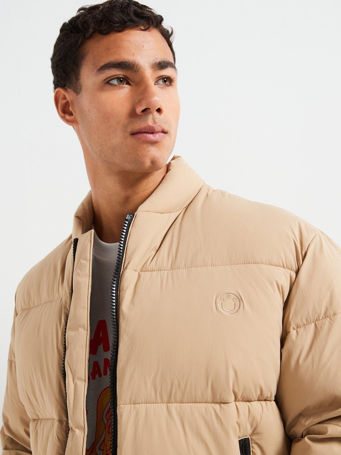 HUGO Blue Braden2441 Smiley Quilted Boxy Bomber Jacket - Dark Beige ...