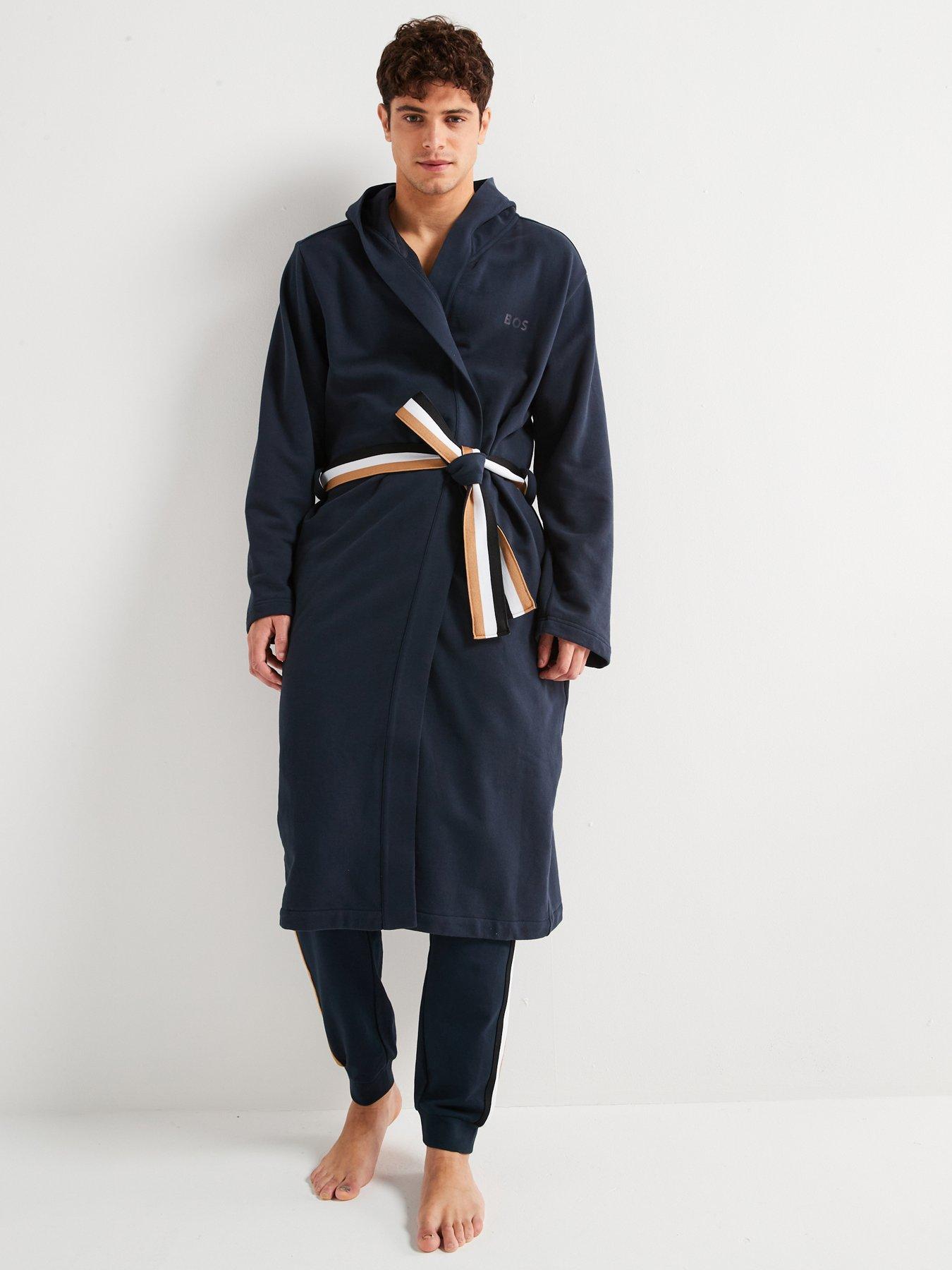 BOSS Iconic French Terry Robe - Dark Blue | littlewoods.com