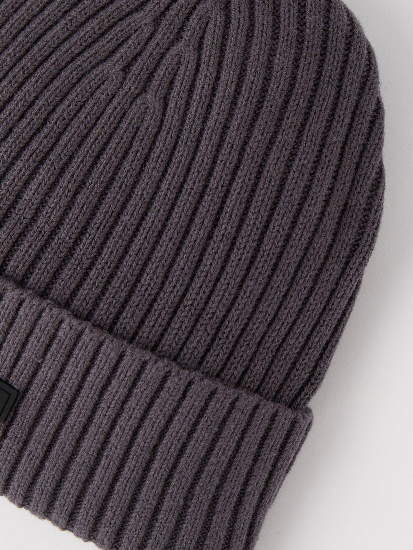 Calvin Klein Classic Cotton Tab Logo Rib Beanie - Grey | Littlewoods