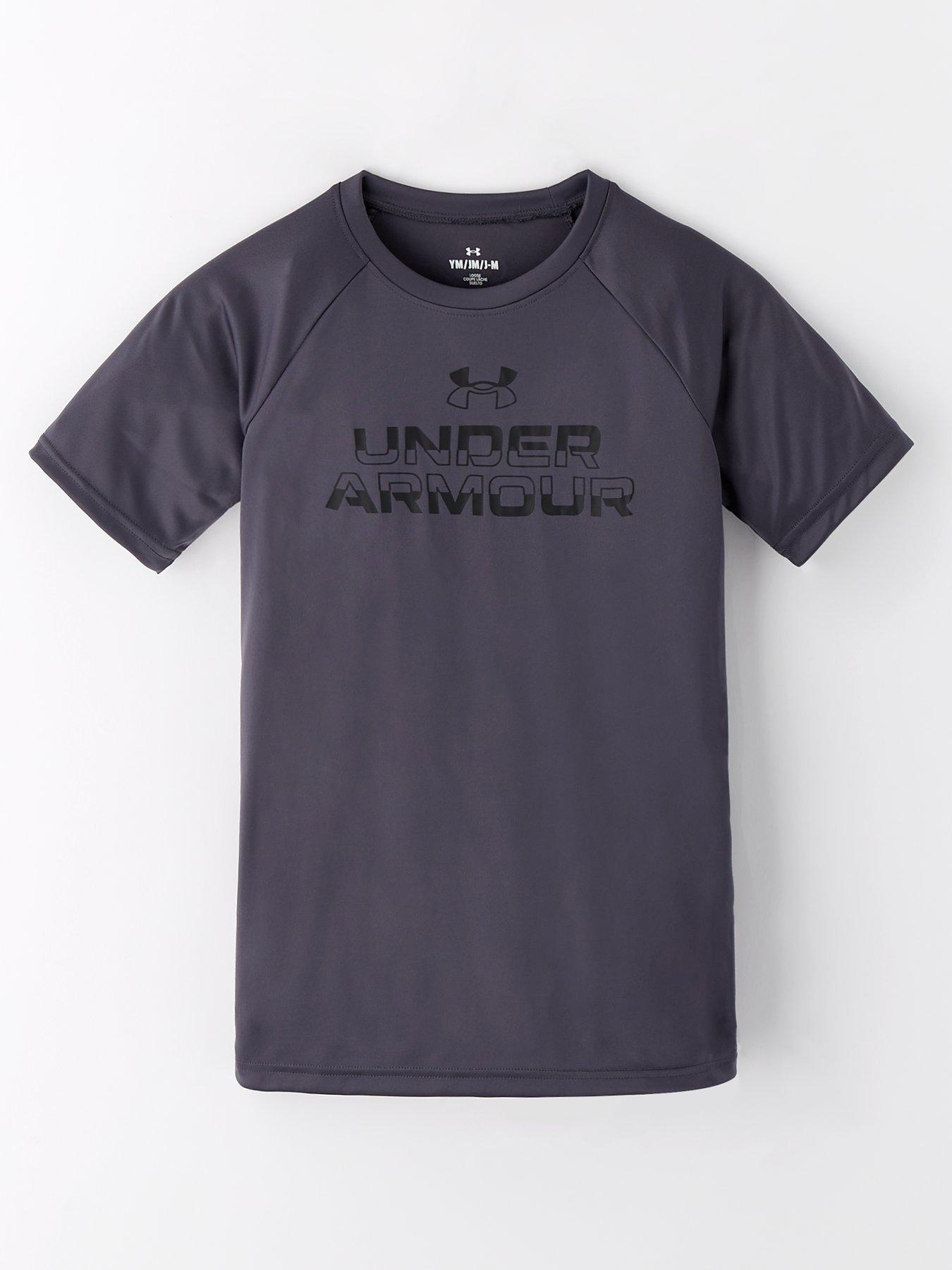 UNDER ARMOUR Boys Training Tech Split Wordmark T-shirt - Grey ...