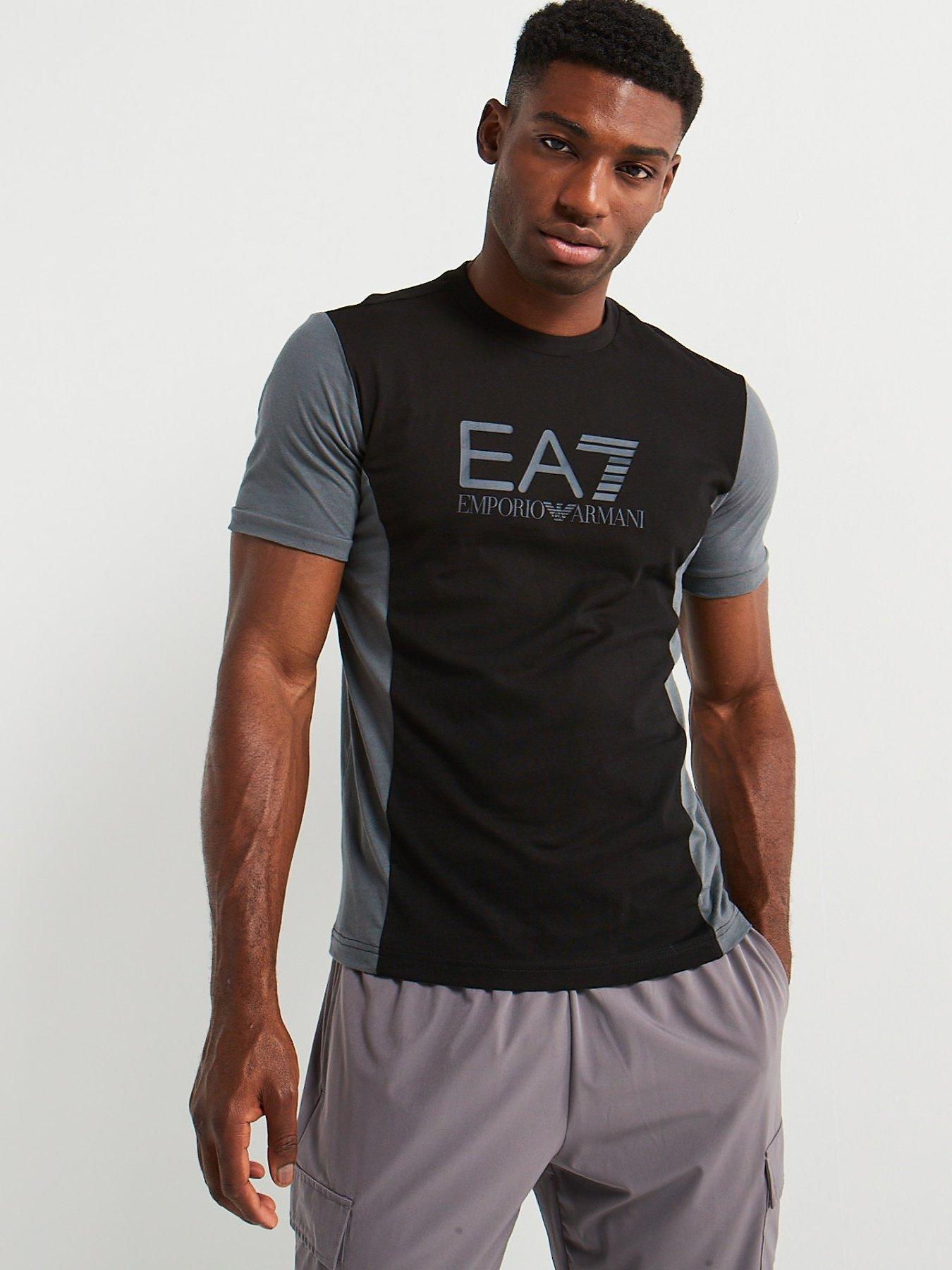 EA7 Emporio Armani Colour Block Logo T-Shirt - Black | Littlewoods