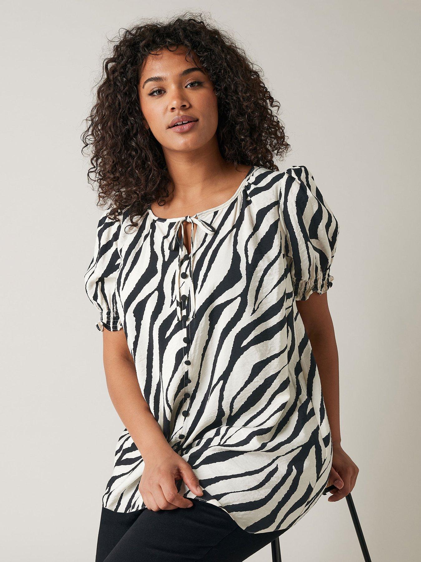 Evans Short Sleeve Gypsy Top - Natural | littlewoods.com