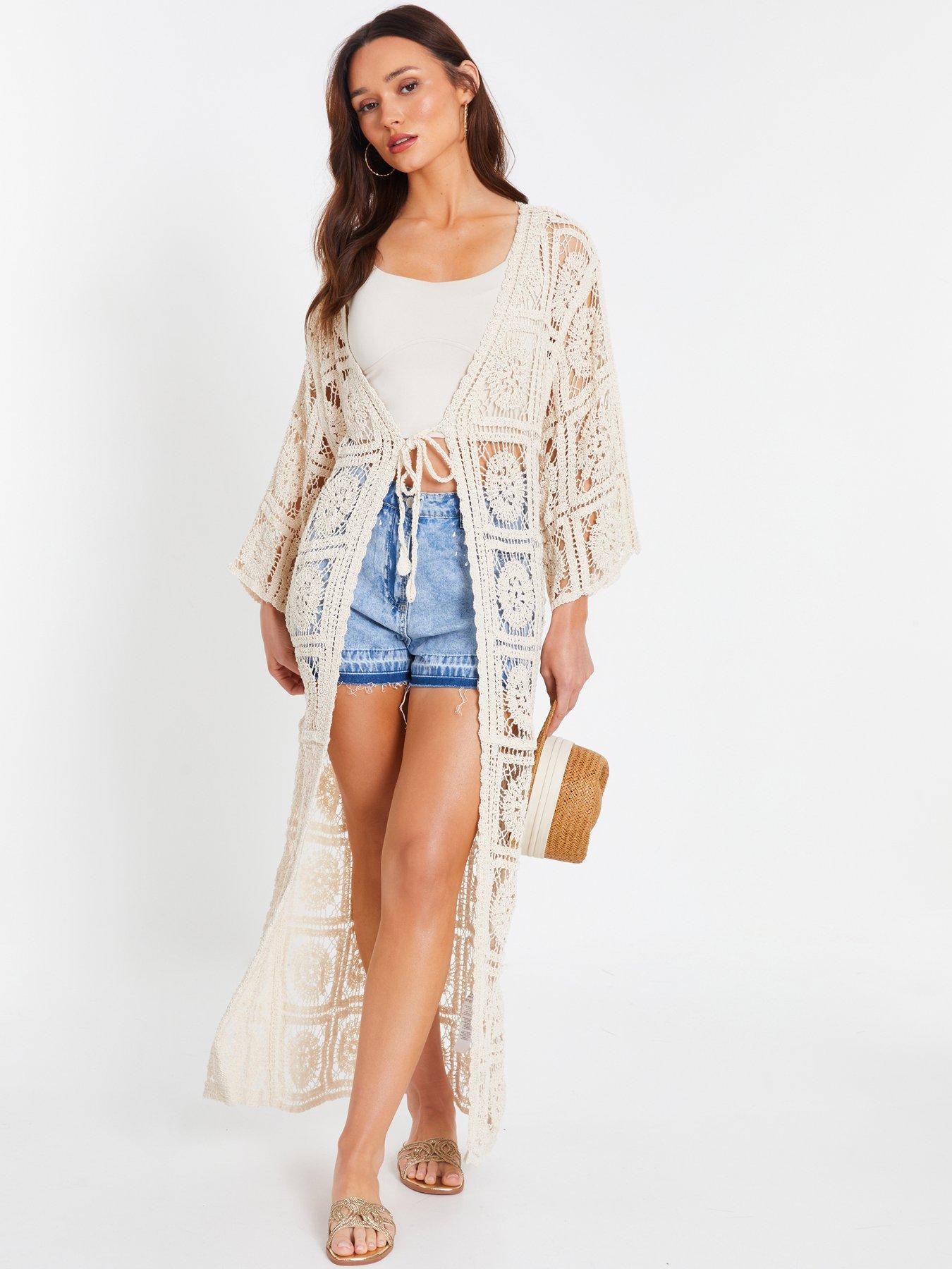 Quiz Stone Crochet Maxi Cardigan | littlewoods.com