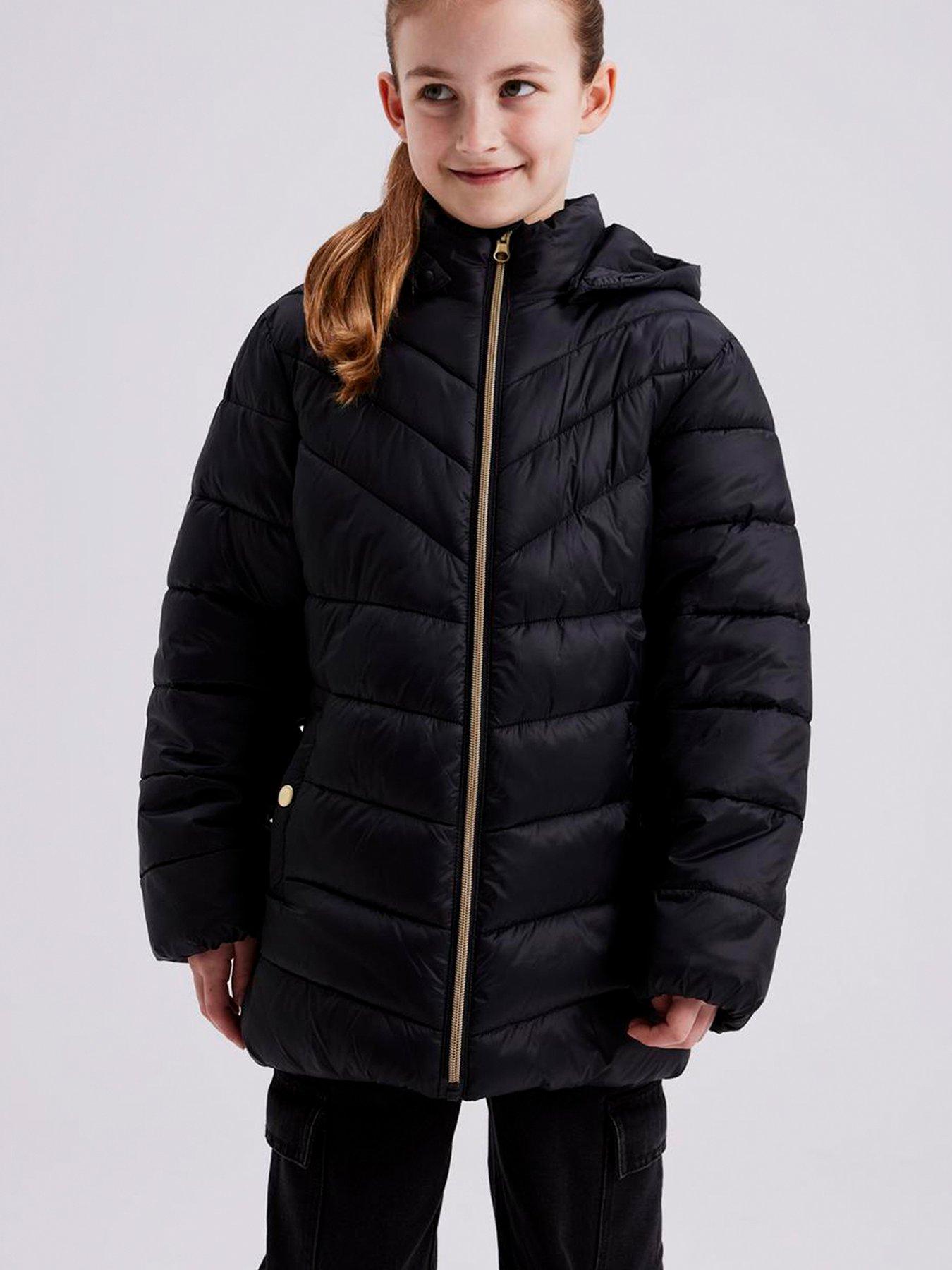 Name It Girls Monay Padded Jacket - Black | Littlewoods