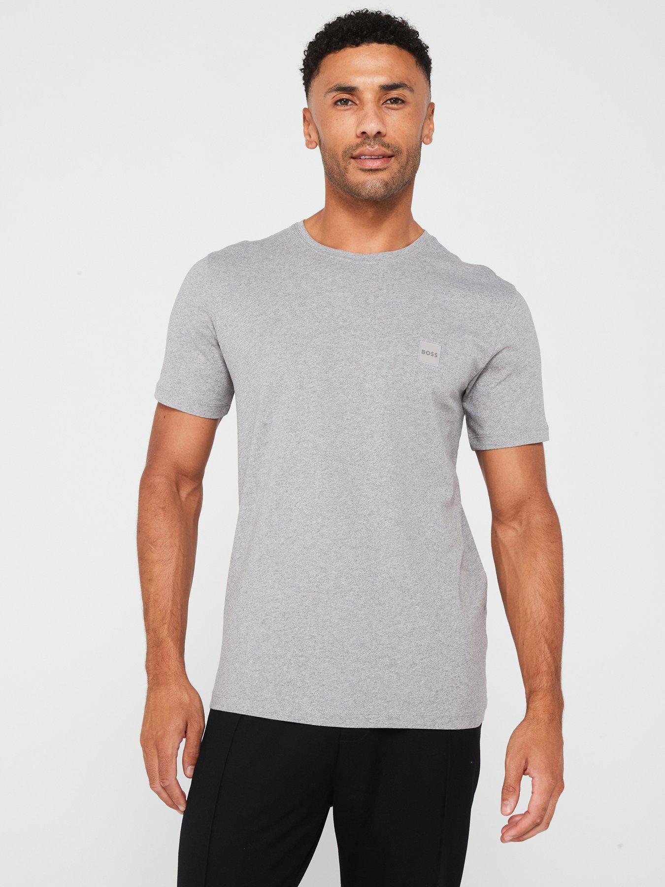 BOSS Tales Tonal Logo Relaxed Fit T-Shirt - Light Grey | Littlewoods