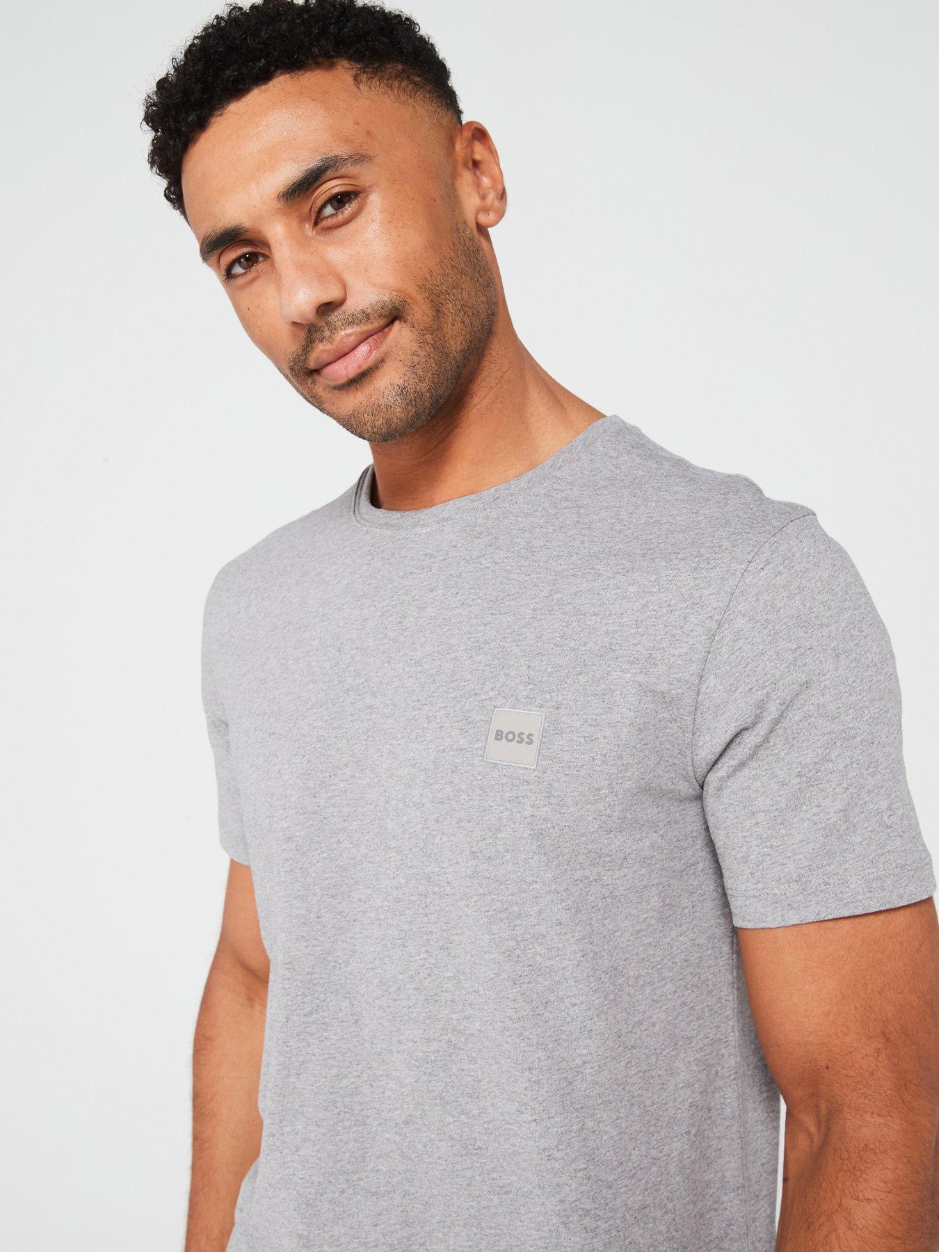 BOSS Tales Tonal Logo Relaxed Fit T-Shirt - Light Grey | Littlewoods