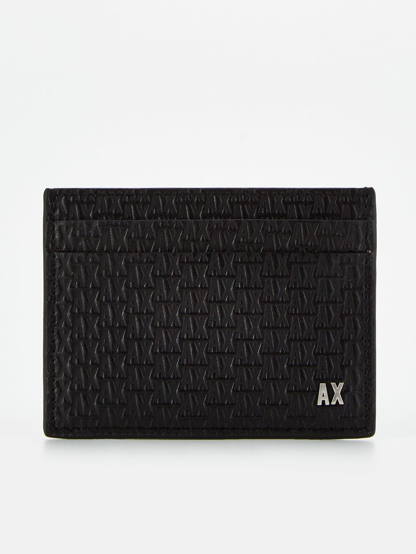 Armani Exchange Micro Monogram Credit Card Holder - Black | Littlewoods