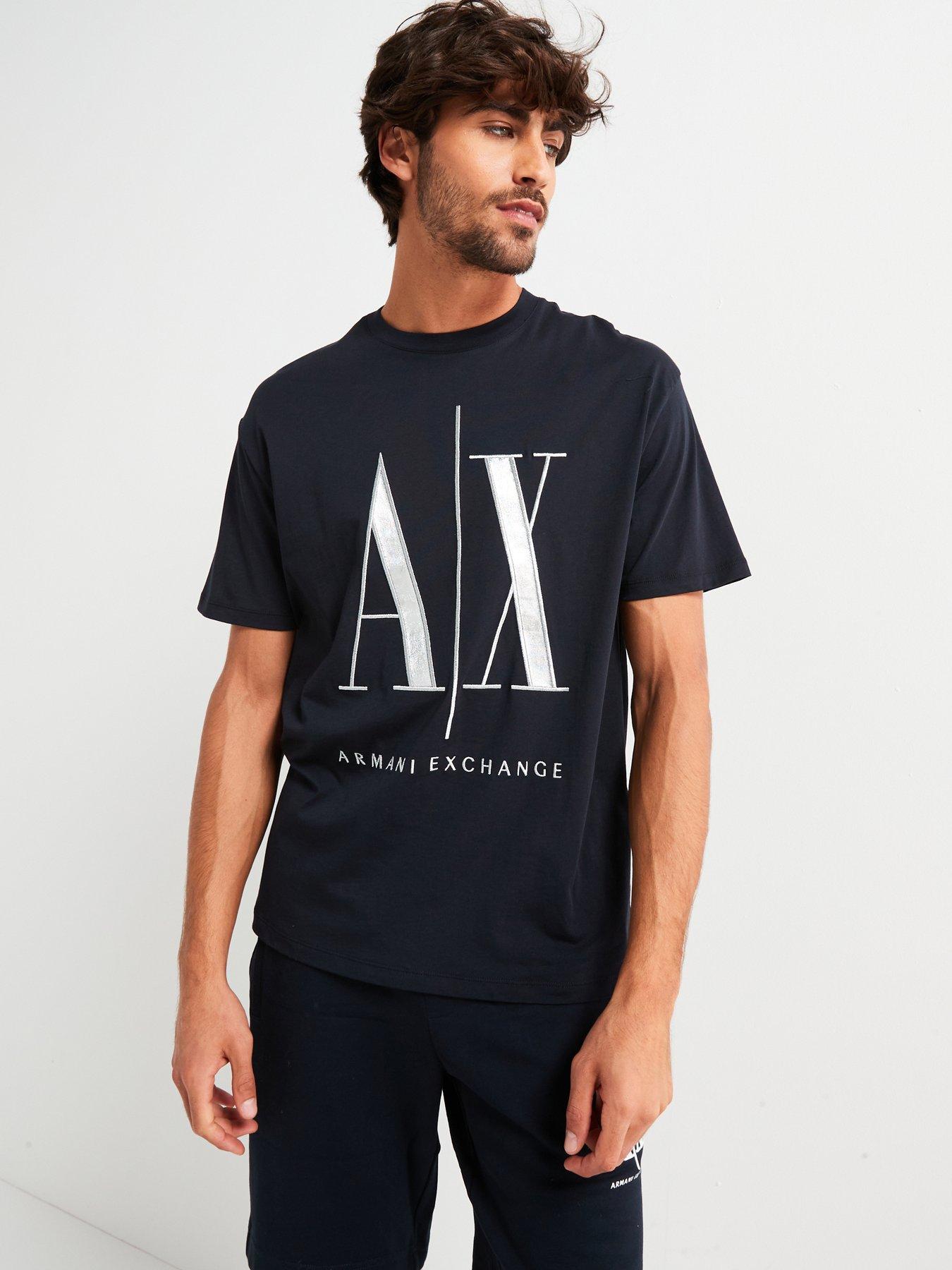 Armani Exchange Large Ax Logo T-Shirt - Navy | littlewoods.com