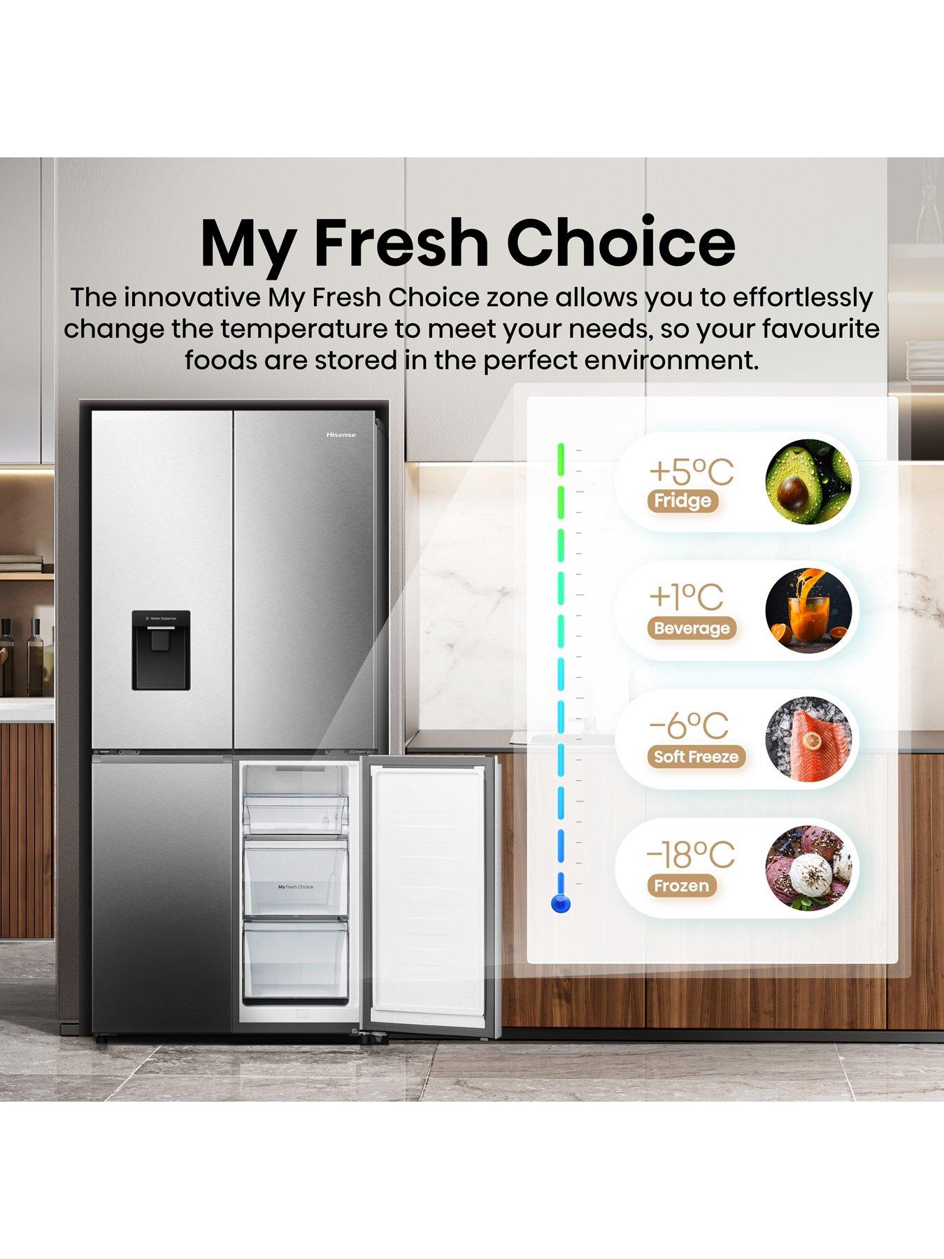 Hisense PureFlat Slim RQ5P470SMIE Total No Frost American Fridge Freezer with My Fresh Choice ...