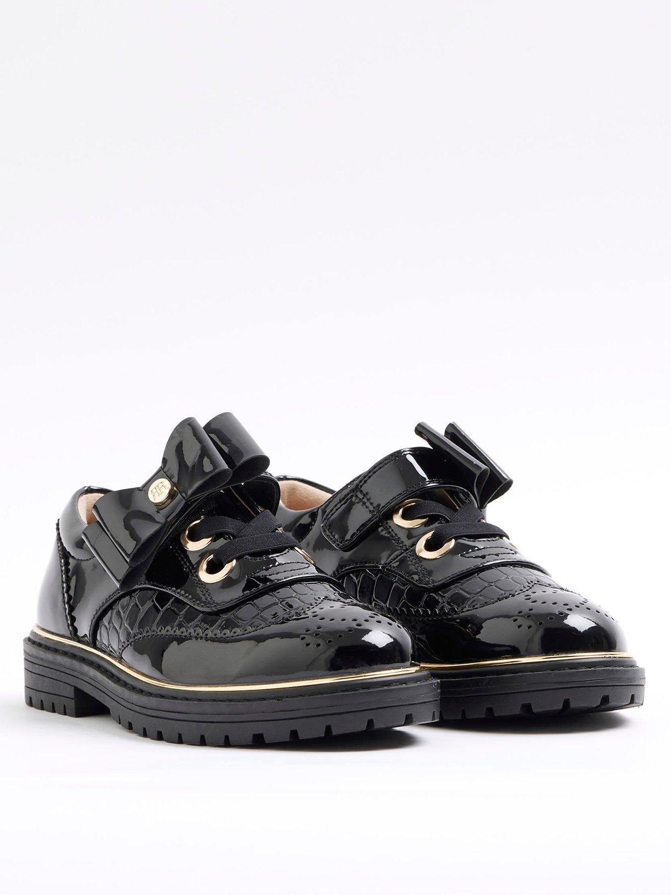 River Island Girls Patent Brogue Black littlewoods