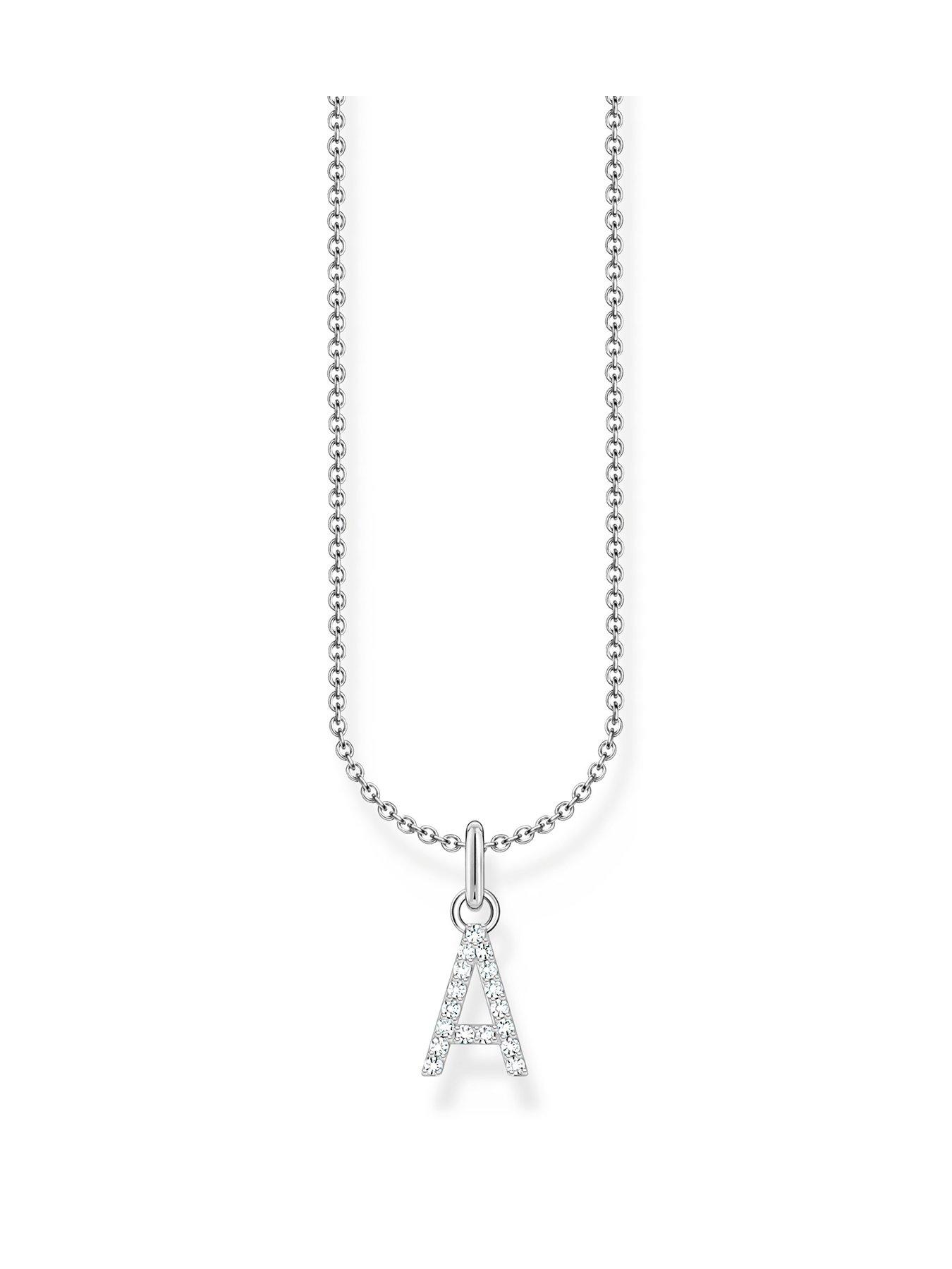 Thomas Sabo Letter pendant: sparkling, filigree chain, recycled silver ...