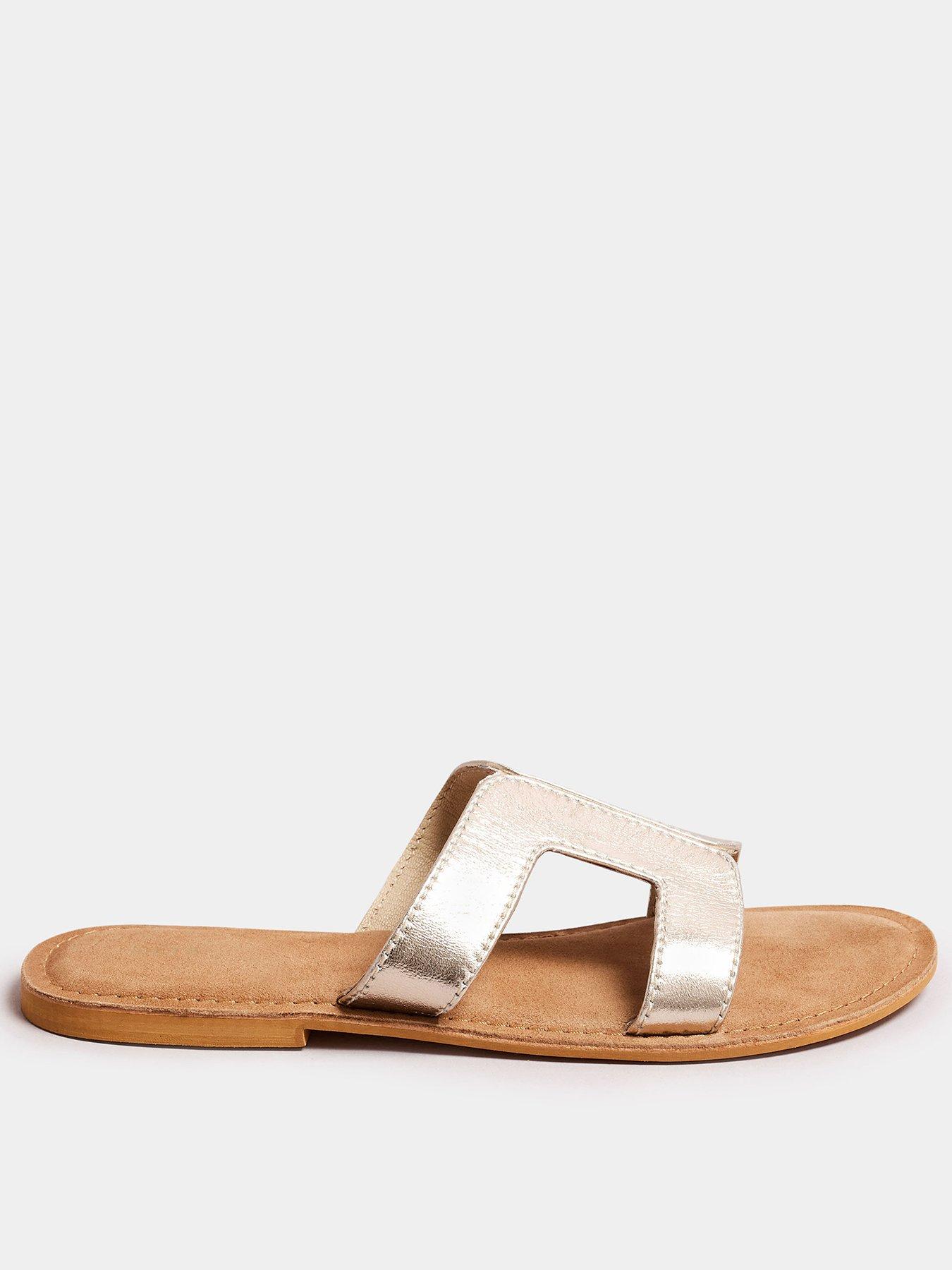 Long Tall Sally Leather Mules - Gold | Littlewoods