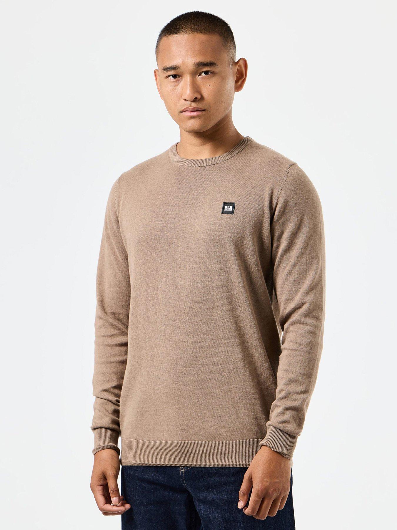 Weekend Offender Solace Badge Crew Knitted Jumper - Light Brown ...