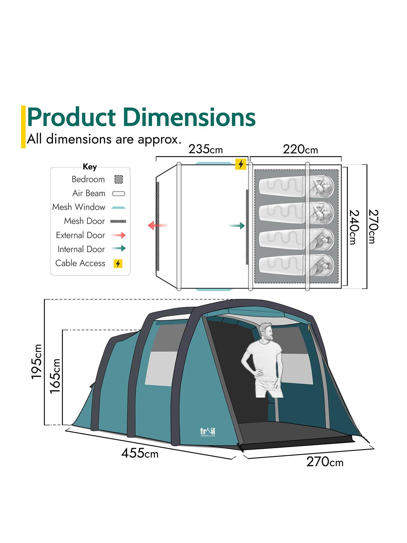 Trail Brazen 4 Man Inflatable Tent with Pump | Littlewoods