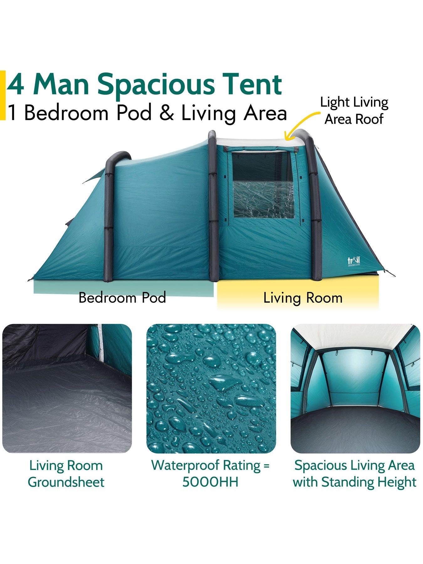 Trail Brazen 4 Man Inflatable Tent with Pump | Littlewoods
