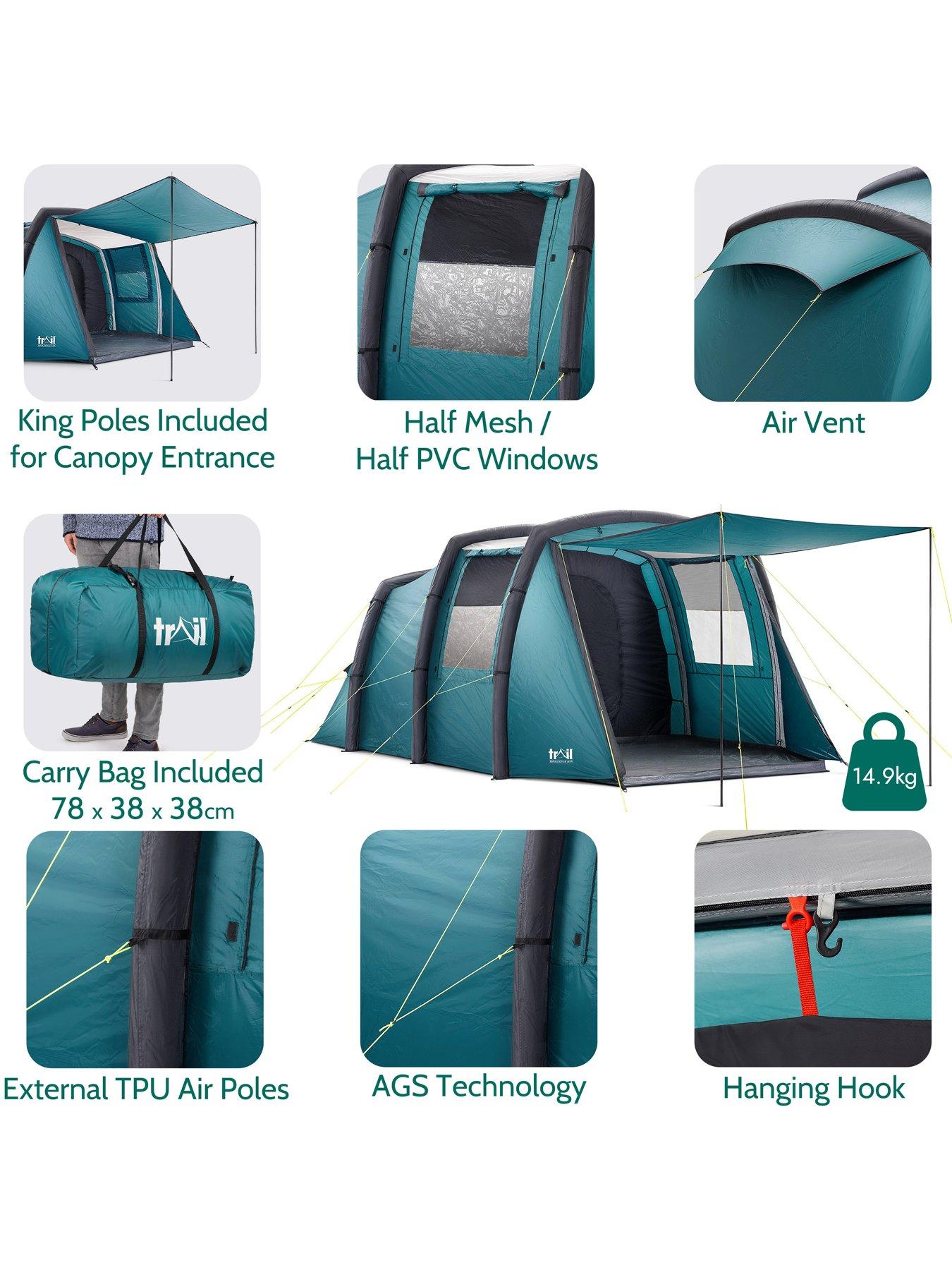 Trail Brazen 4 Man Inflatable Tent with Pump | Littlewoods