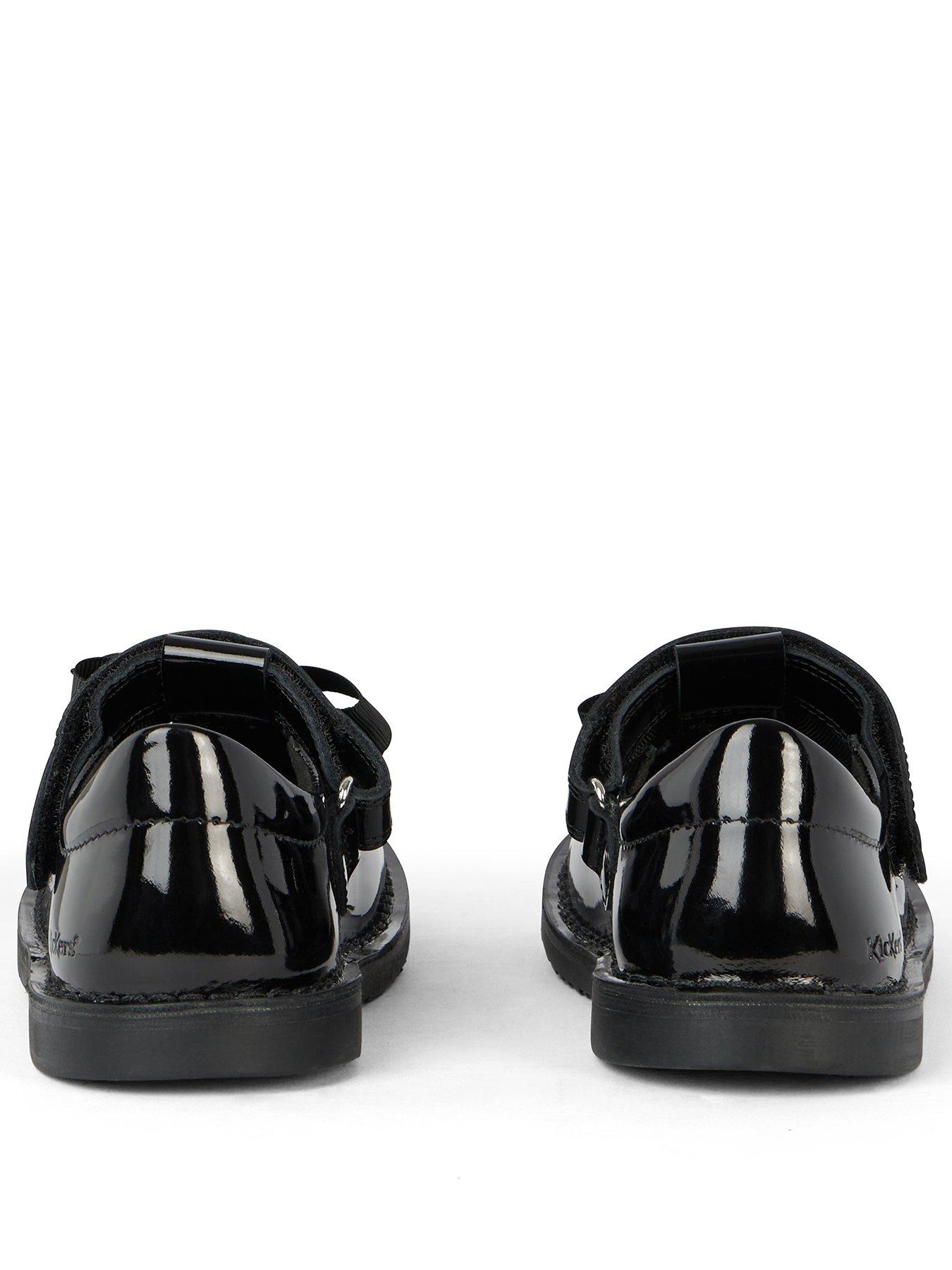 Kickers Girls Adlar T Bar Bow Patent Leather School Shoe - Black ...