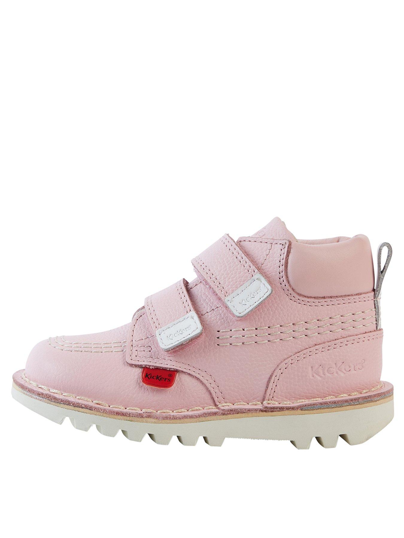 Kickers Kick Hi Roll Light Pink Leather Boot - Pink | littlewoods.com