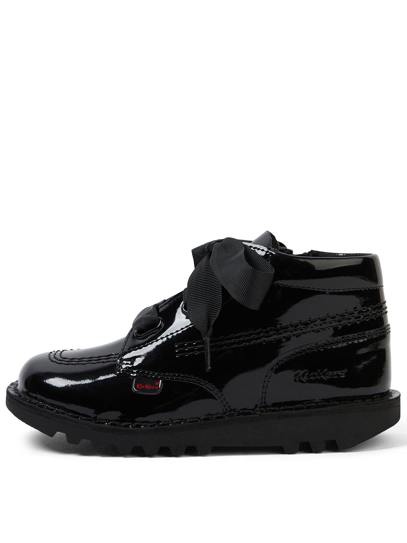 Kickers Girls Kick Hi Ribbon Patent Leather School Boot - Black ...