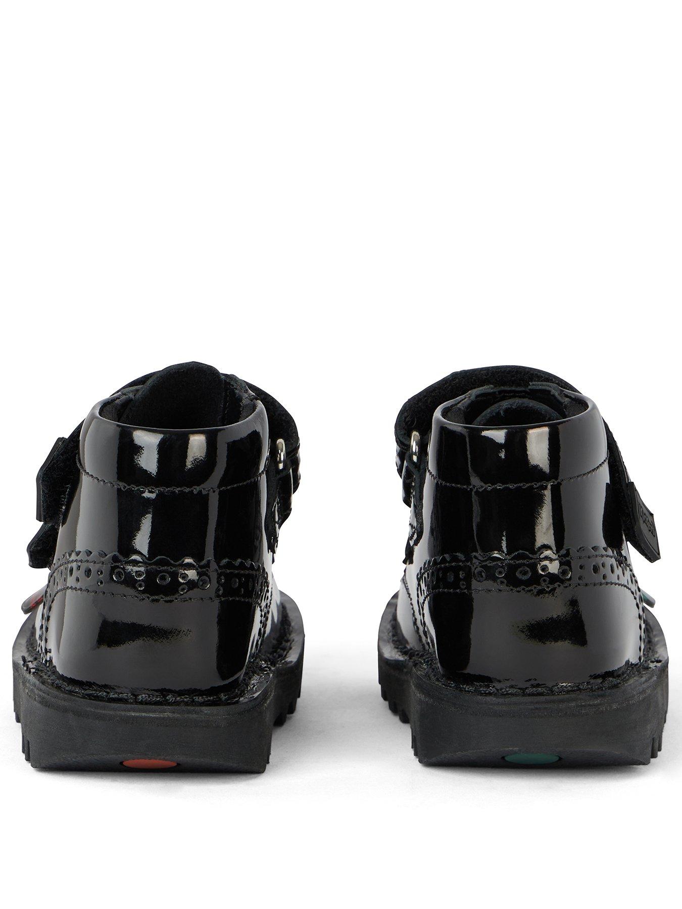 Kickers Girls Kick Hi Vel Brogue Patent Leather School Boot - Black ...