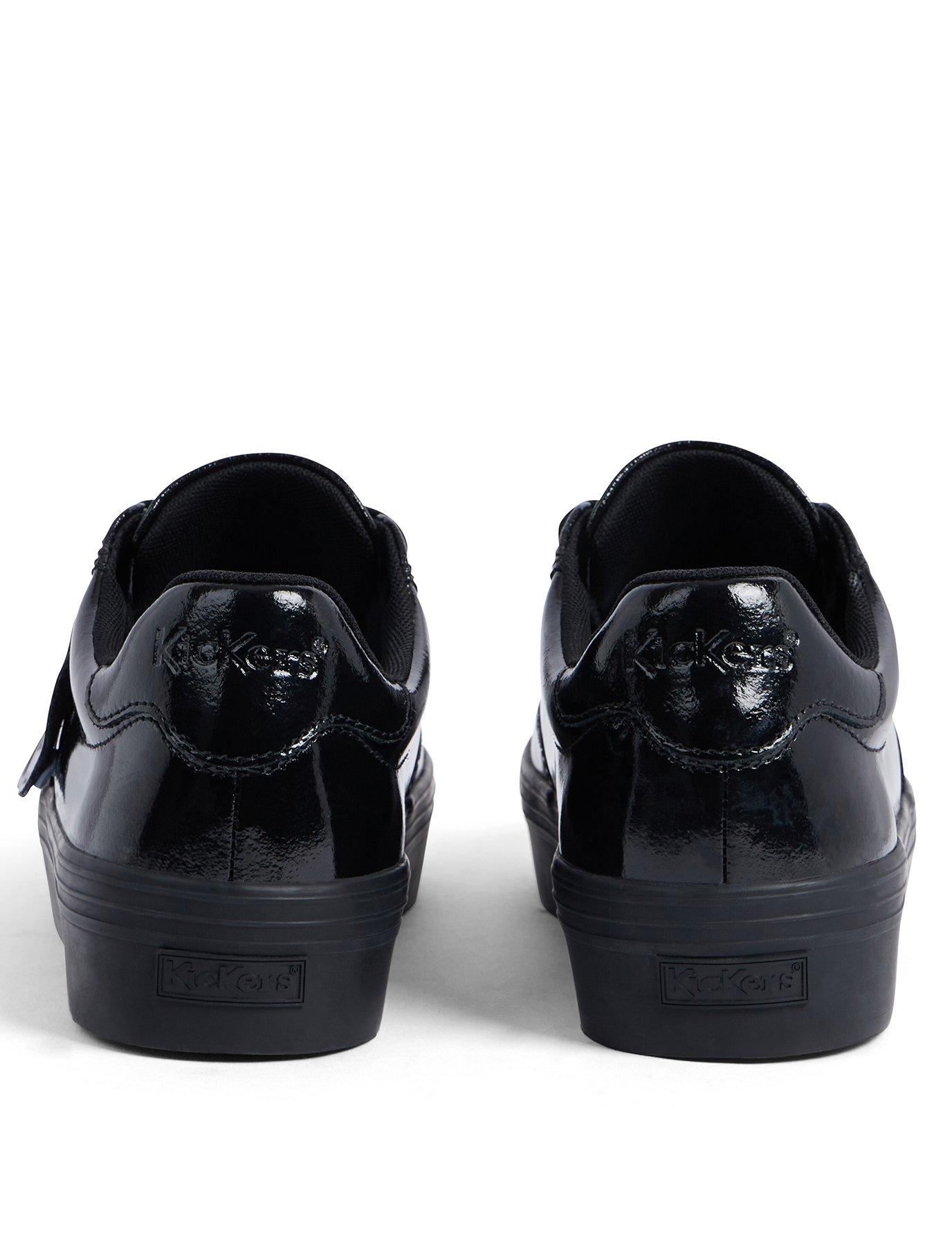 Kickers Girls Tovni Stack Lo Flower Patent Leather School Shoe - Black ...