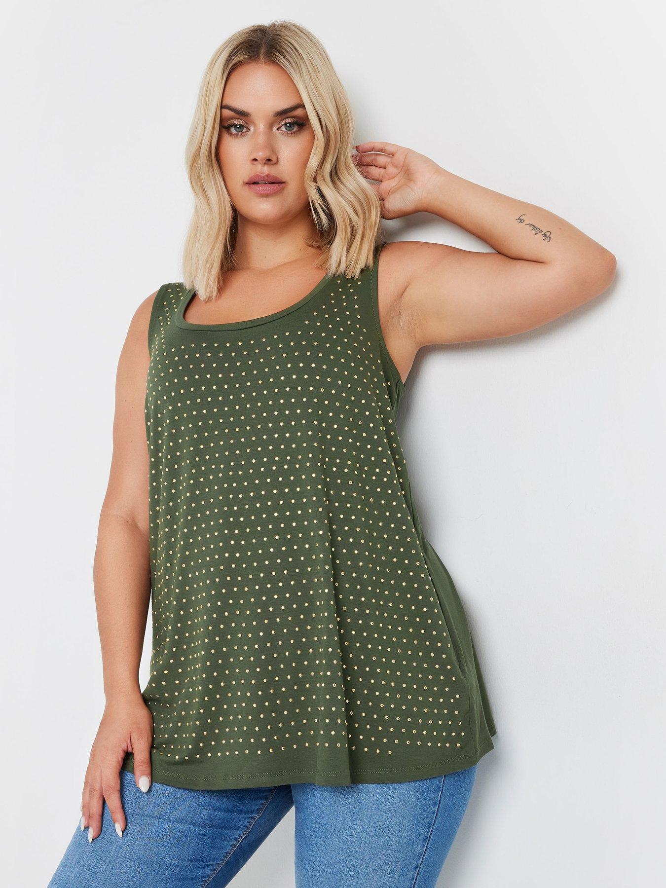 Yours Stud Front Panel Vest - Green | Littlewoods